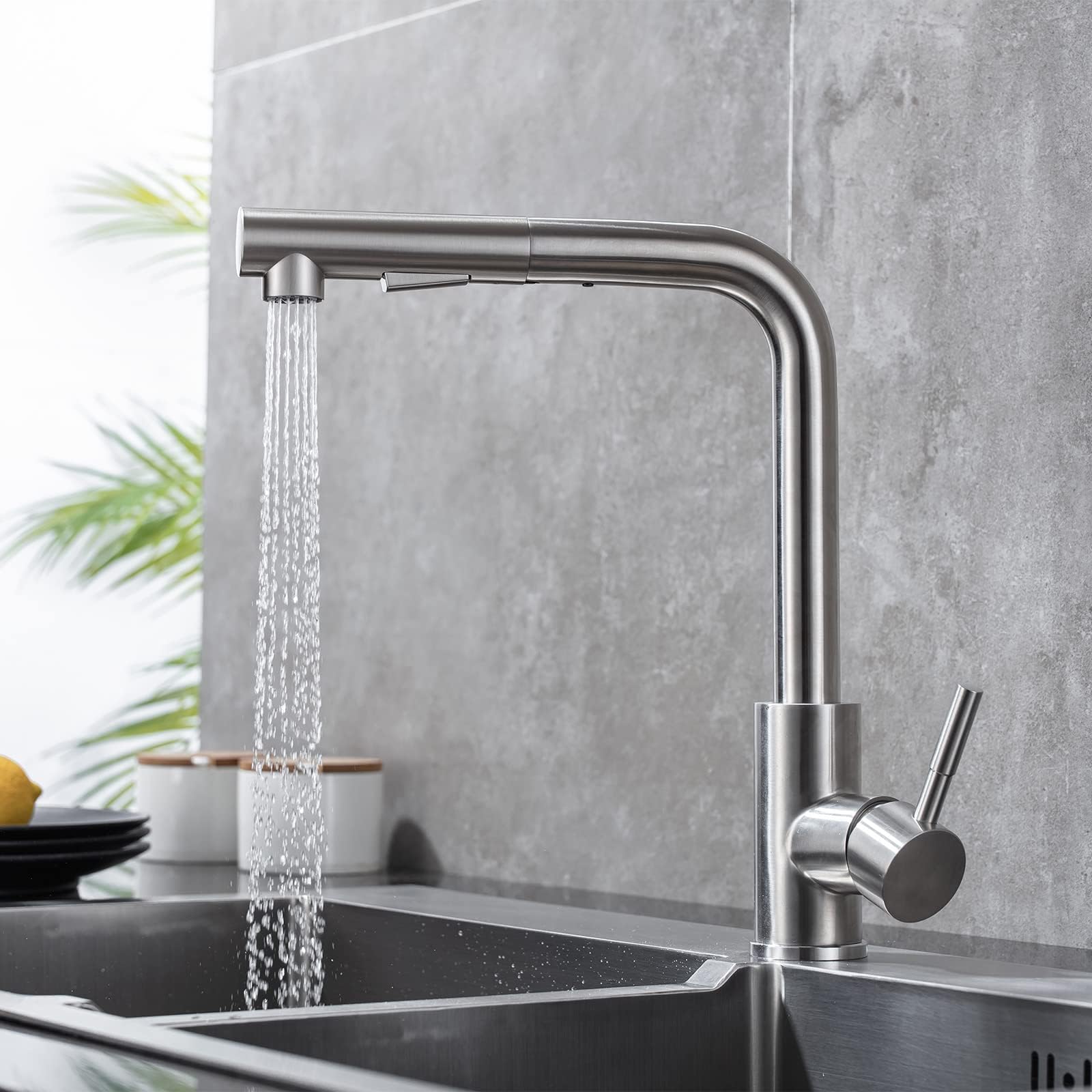 CECIPA Wasserhahn Küche Ausziehbar, Hochdruck Küchenarmatur mit Brause ...