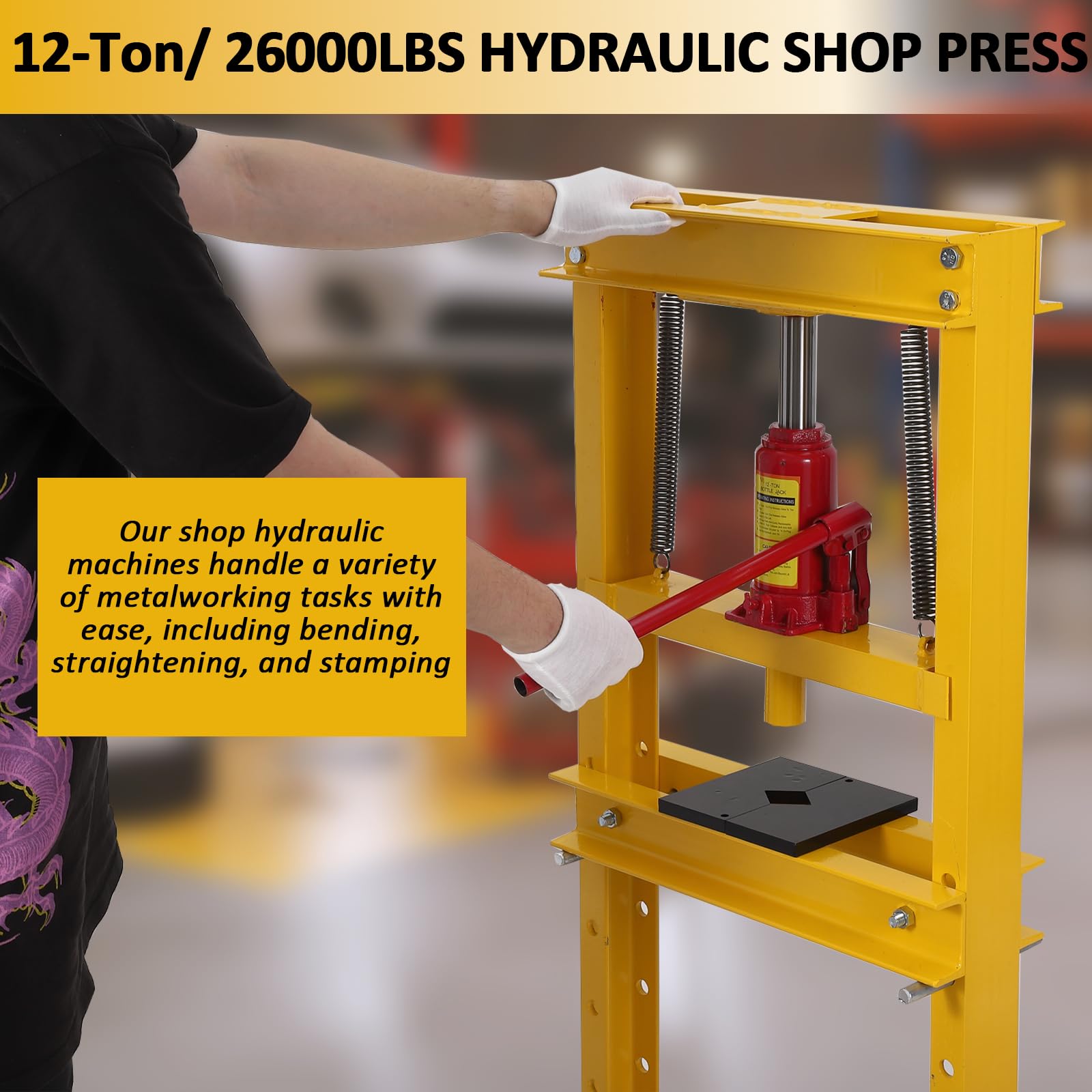 Snapklik.com : Hydraulic Press 12 Ton Hydraulic Shop Press, H-Frame ...
