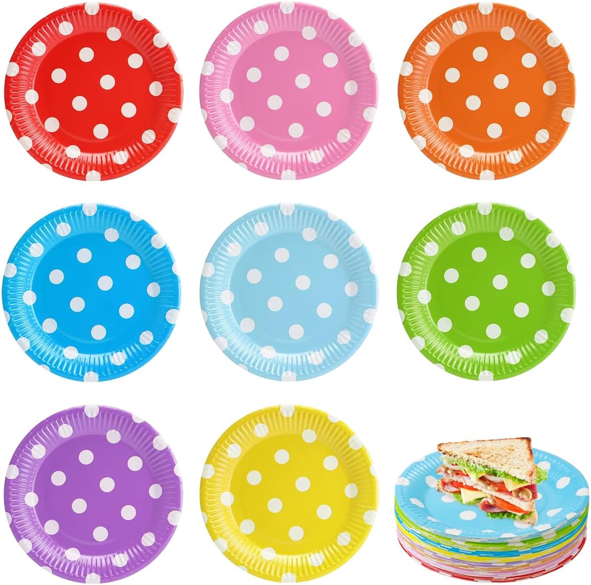 Opopark 40 Pack Colorful Paper Plates,6in Round Party Tableware Plates ...