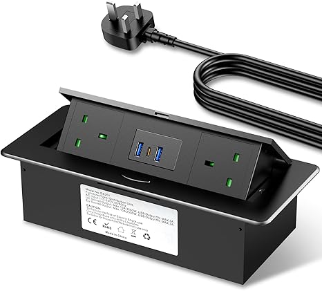 Desktop Power Socket with USB C, Airmom Recessed Power Socket 2 UK Plug ...