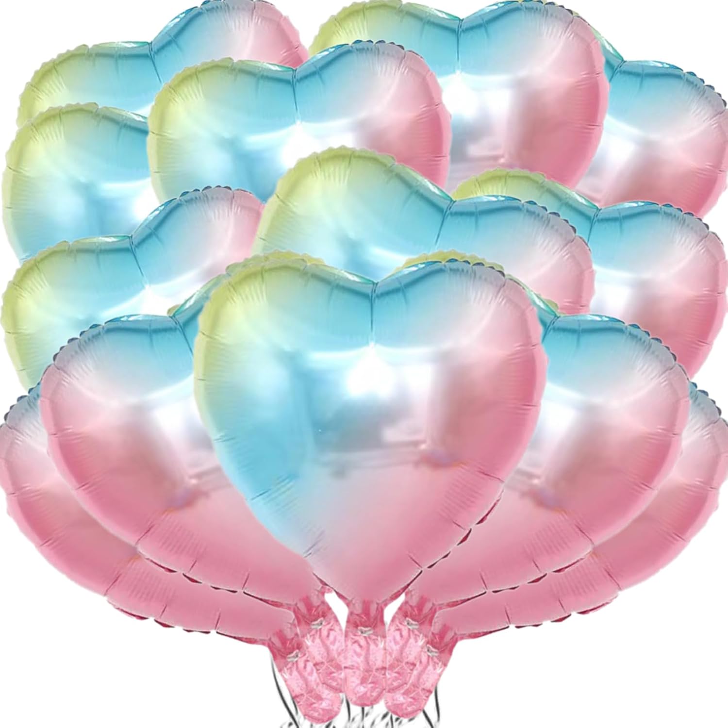 Amazon.com: 20 Pcs Rainbow Heart Balloons 18 Inch Foil Heart Shaped ...