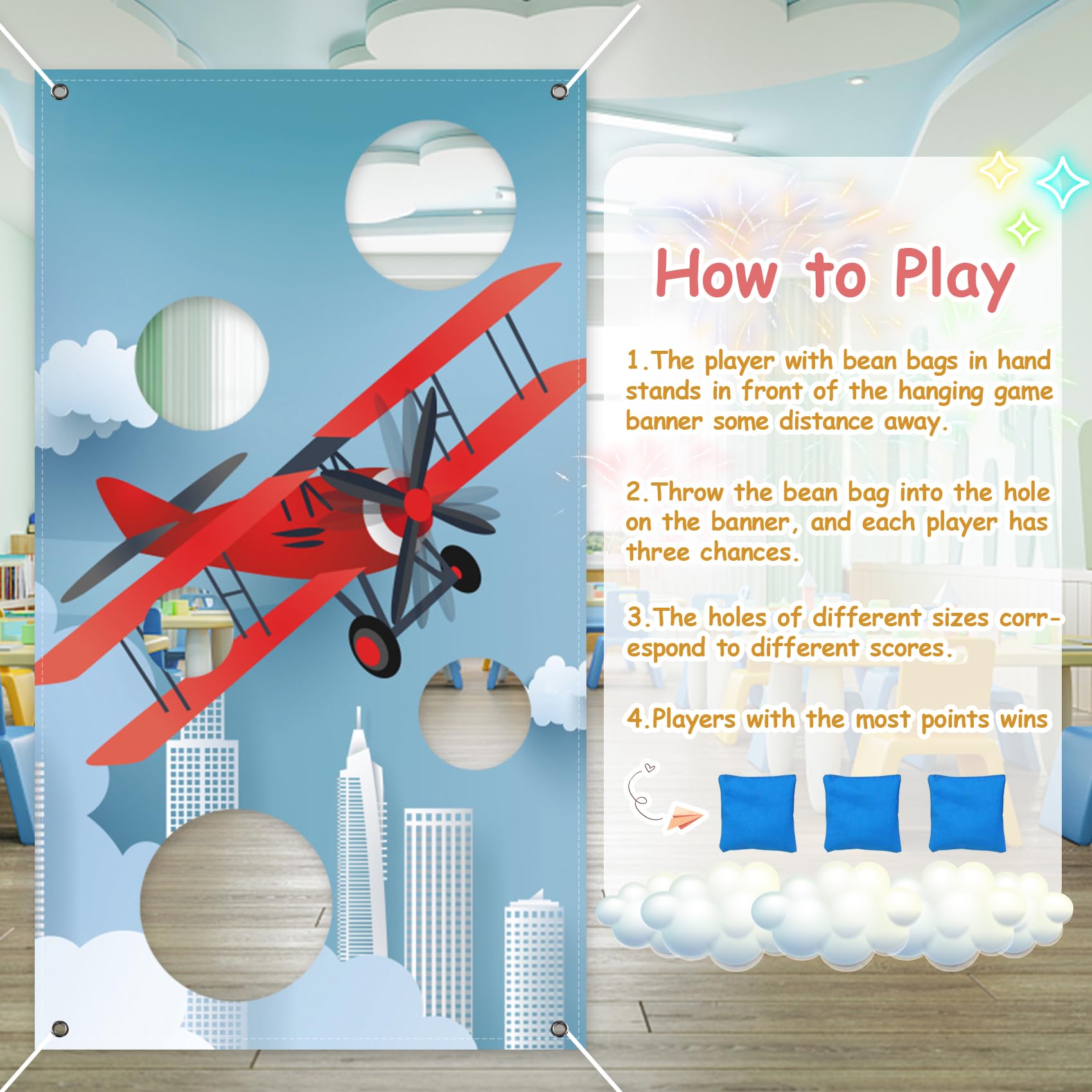 Snapklik.com : YongFoto Red Airplane Toss Game Banner