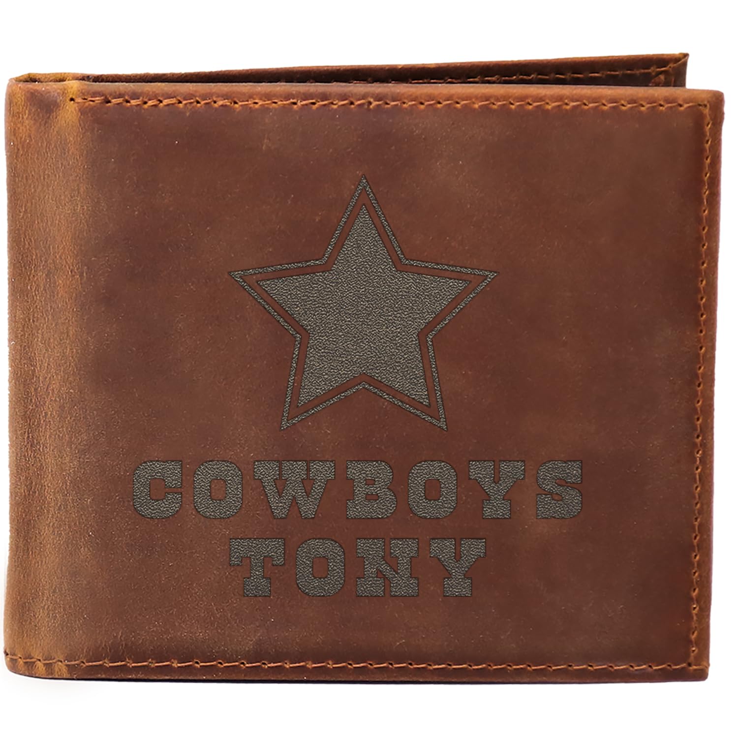 Amazon.com: Custom Cowboys Wallet for Men, Laser Engraved Bifold Man ...