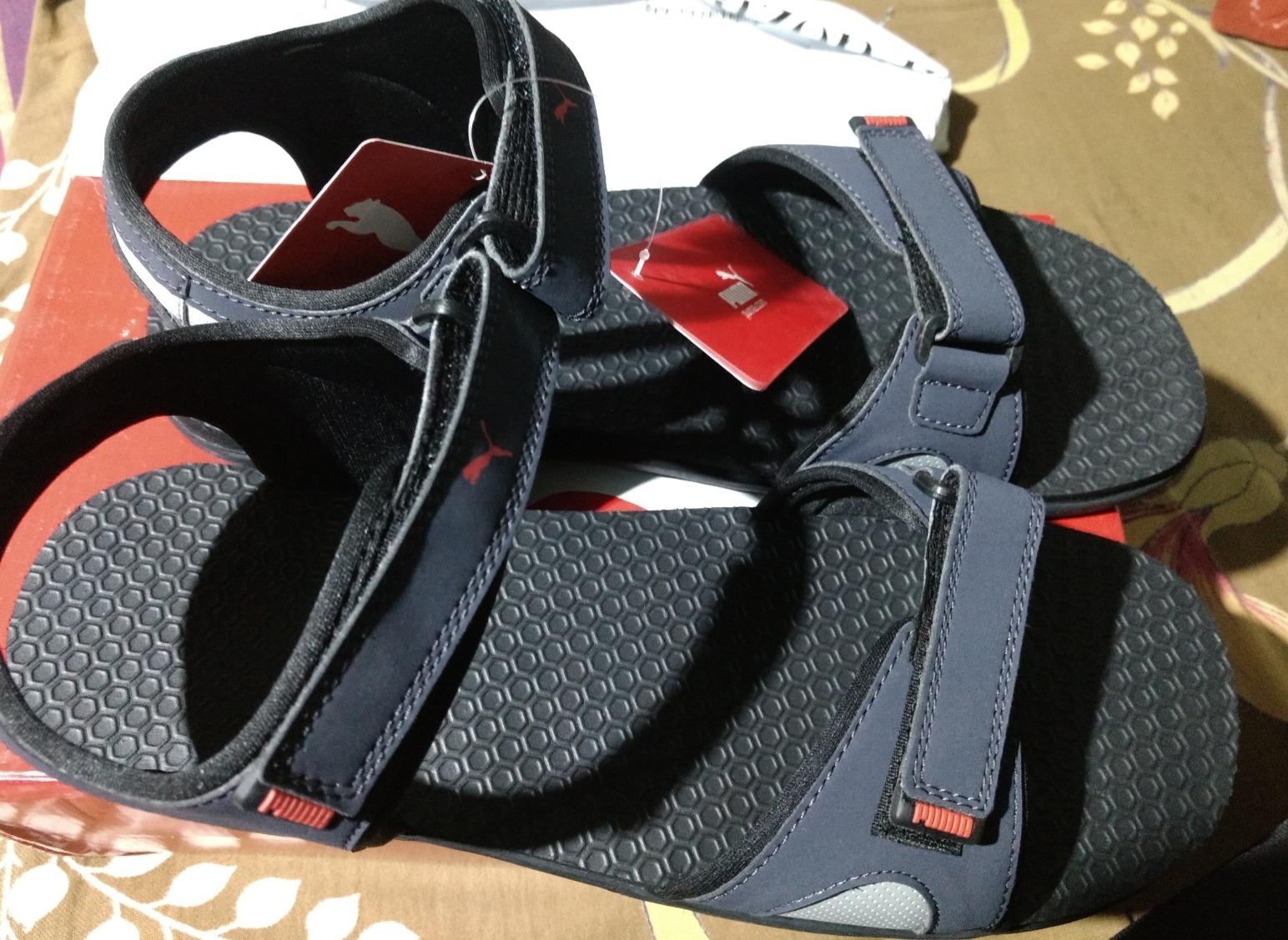 Puma Unisex-Adult Relay Puma Black-Puma Silver-Vibrant Orange Sandal ...