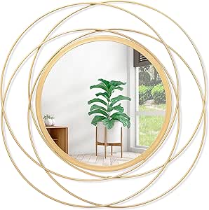 Amazon.com: HLFMVWE Gold Wall Mirror Mounted Round Decorative Mirrors ...