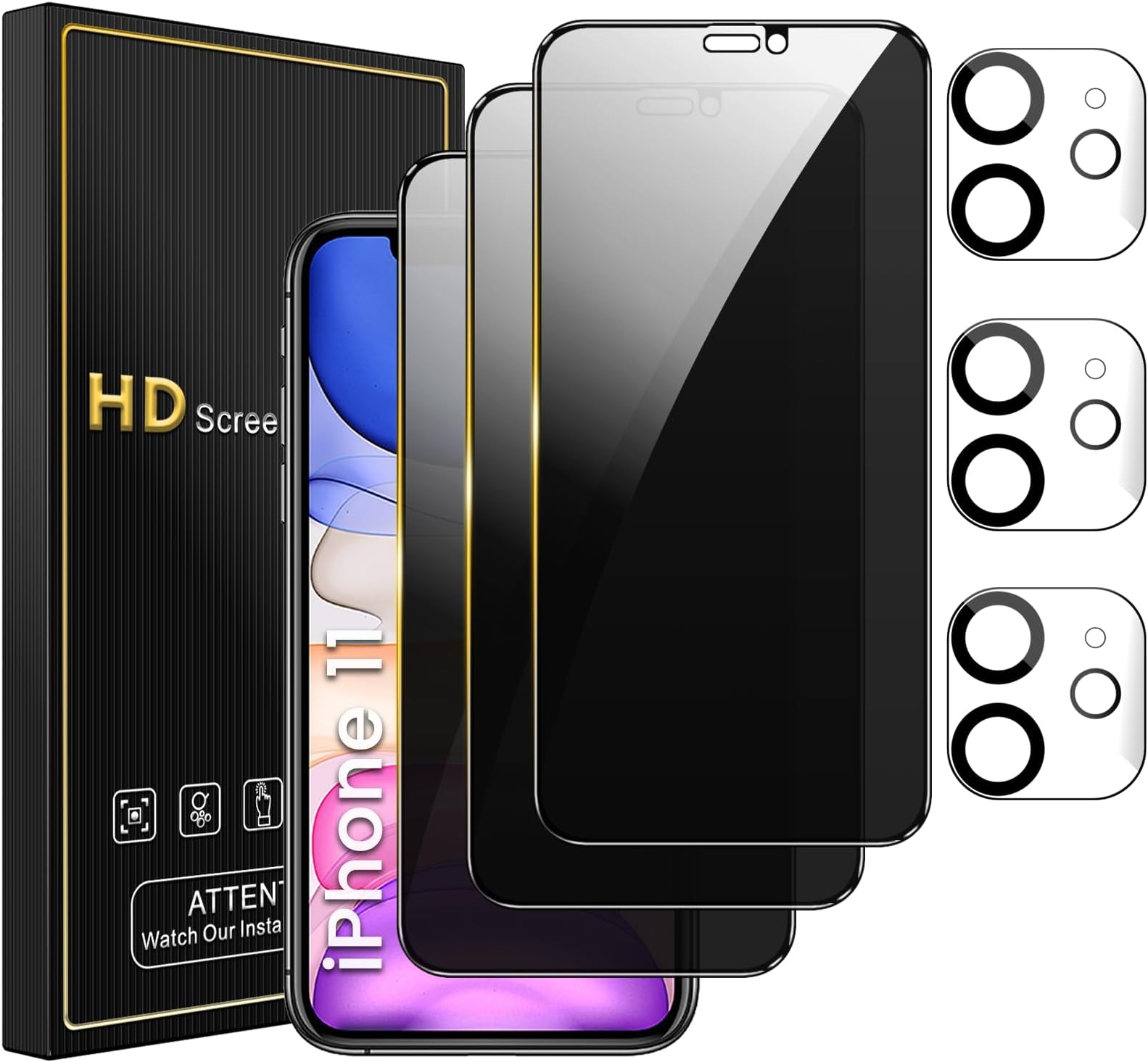 Amazon.com: NBiefuny 3 Pack Privacy Screen Protector for iPhone 11 6.1 ...