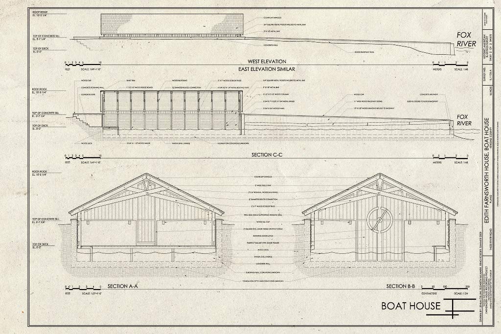 Farnsworth House Plan Section Elevation