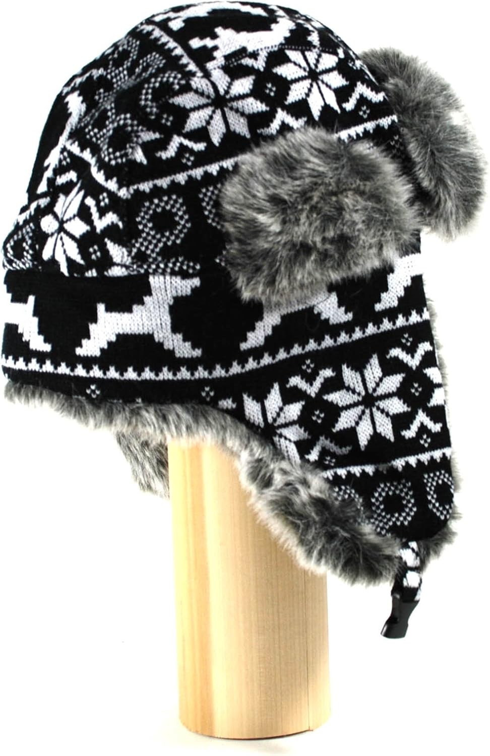 W370 Black Deer Nordic Wool Trooper Trapper Pilot Aviator Hat with Deer ...