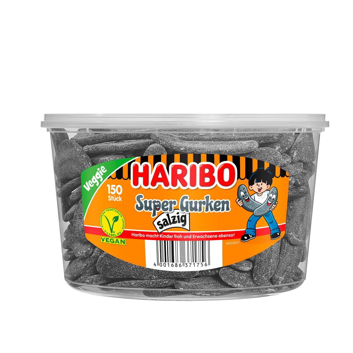 Haribo Super Gurken Salzig Runddose 150 Stück, 1350g : Amazon.de ...