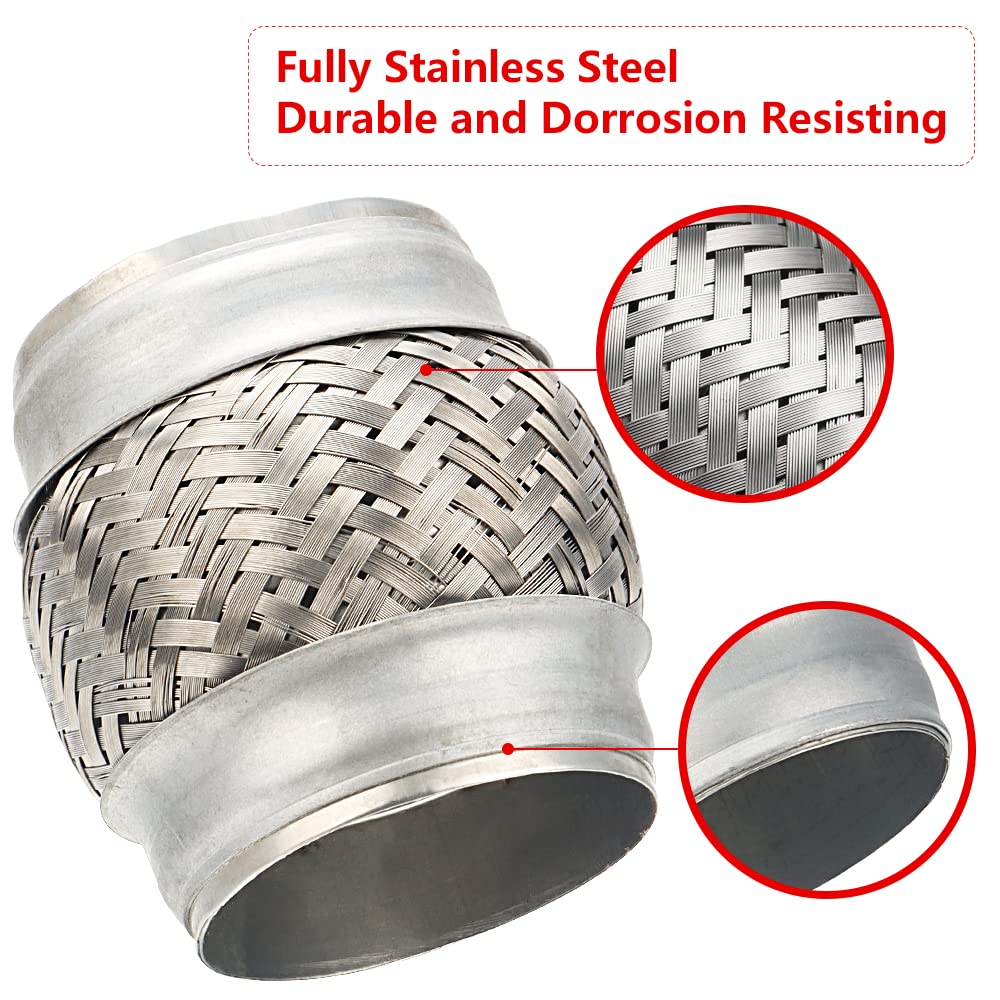 Snapklik.com : Exhaust Flex Pipe, 3x 4Stainless Steel Heavy Duty ...