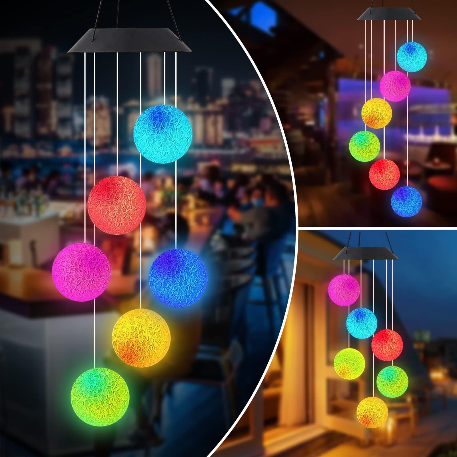 Amazon.com : Solar Wind Chime for Porch Decor - 29Inch Disco Ball Solar ...