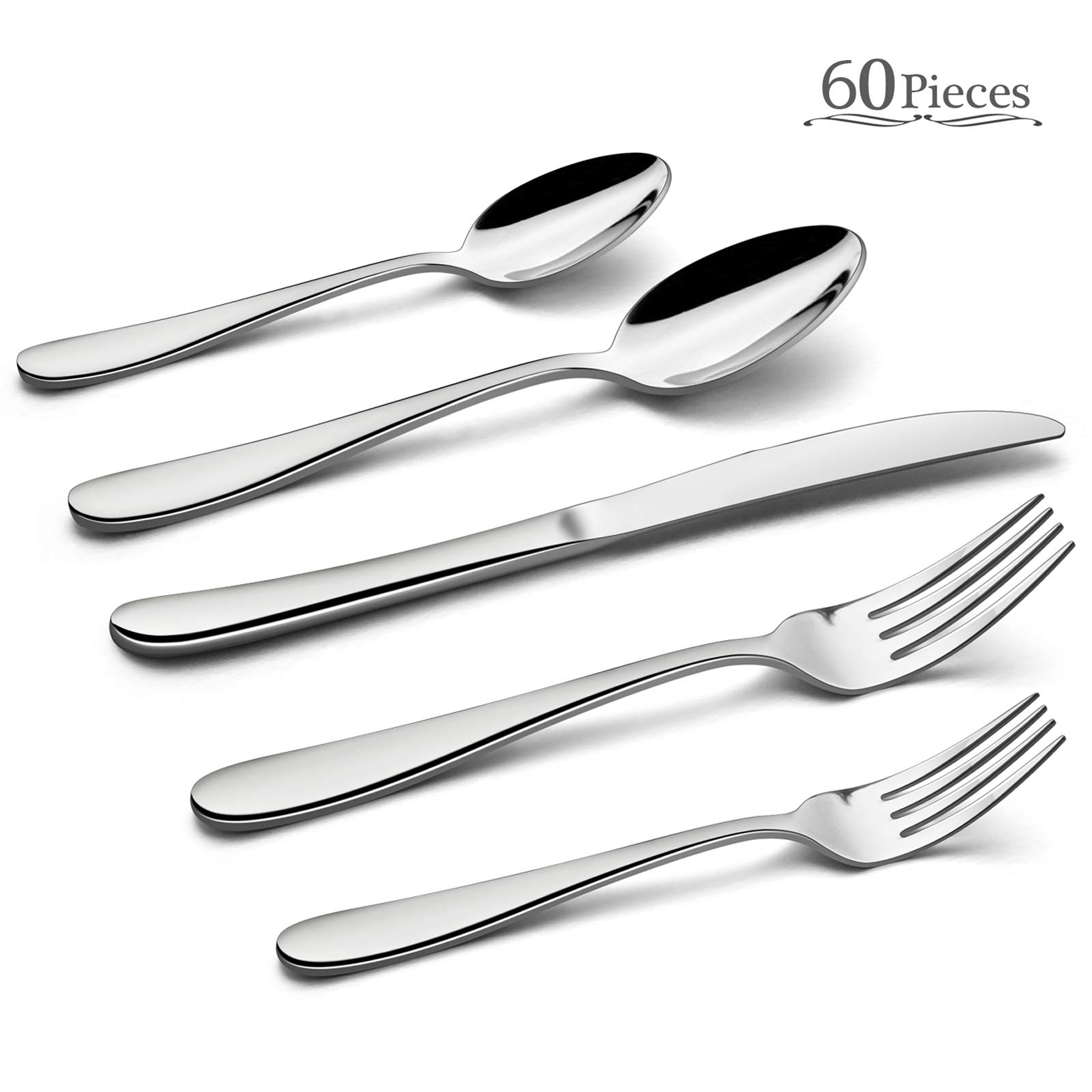 HaWare 60-Piece Heavy Silverware Set, Premium Grade Stainless Steel ...