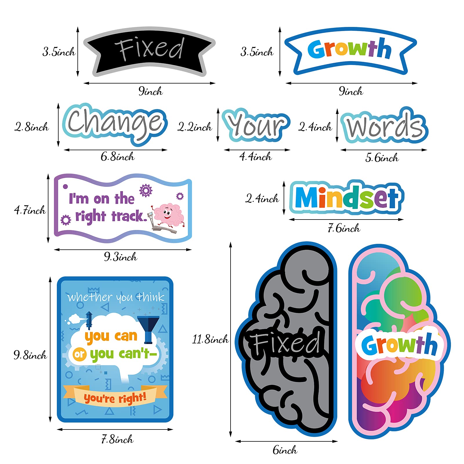 Buy Growth Mindset Posters Bulletin Board Set Motivational Change Your ...