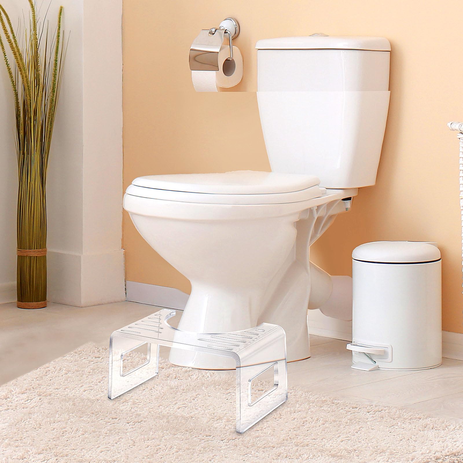 7 Inches Acrylic Toilet Stool Non Slip Toilet Step Bathroom Stool Clear ...