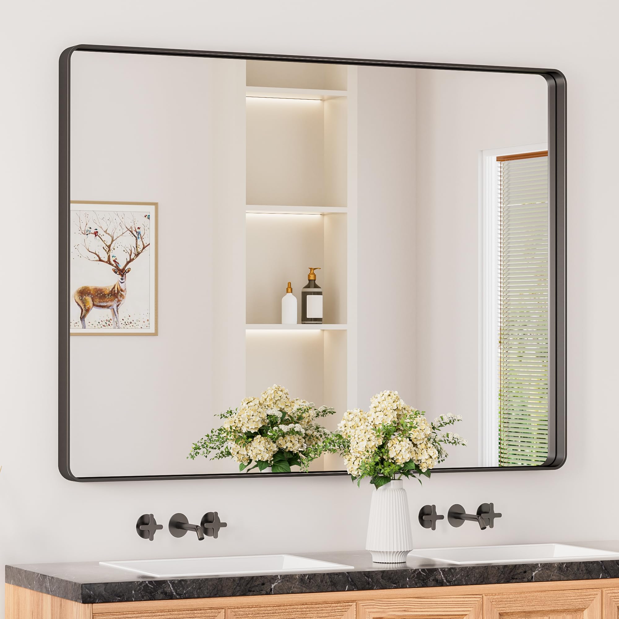 Amazon.com: Keonjinn Black Mirrors for Wall, 48” x 36” Large Matte ...