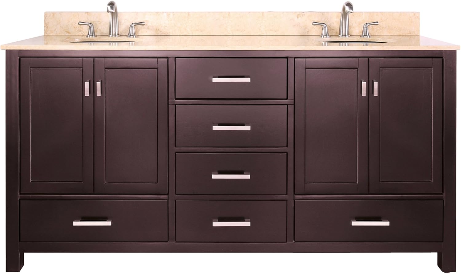 Avanity Modero 72 in. Vanity with Galala Beige Marble Top and Double ...