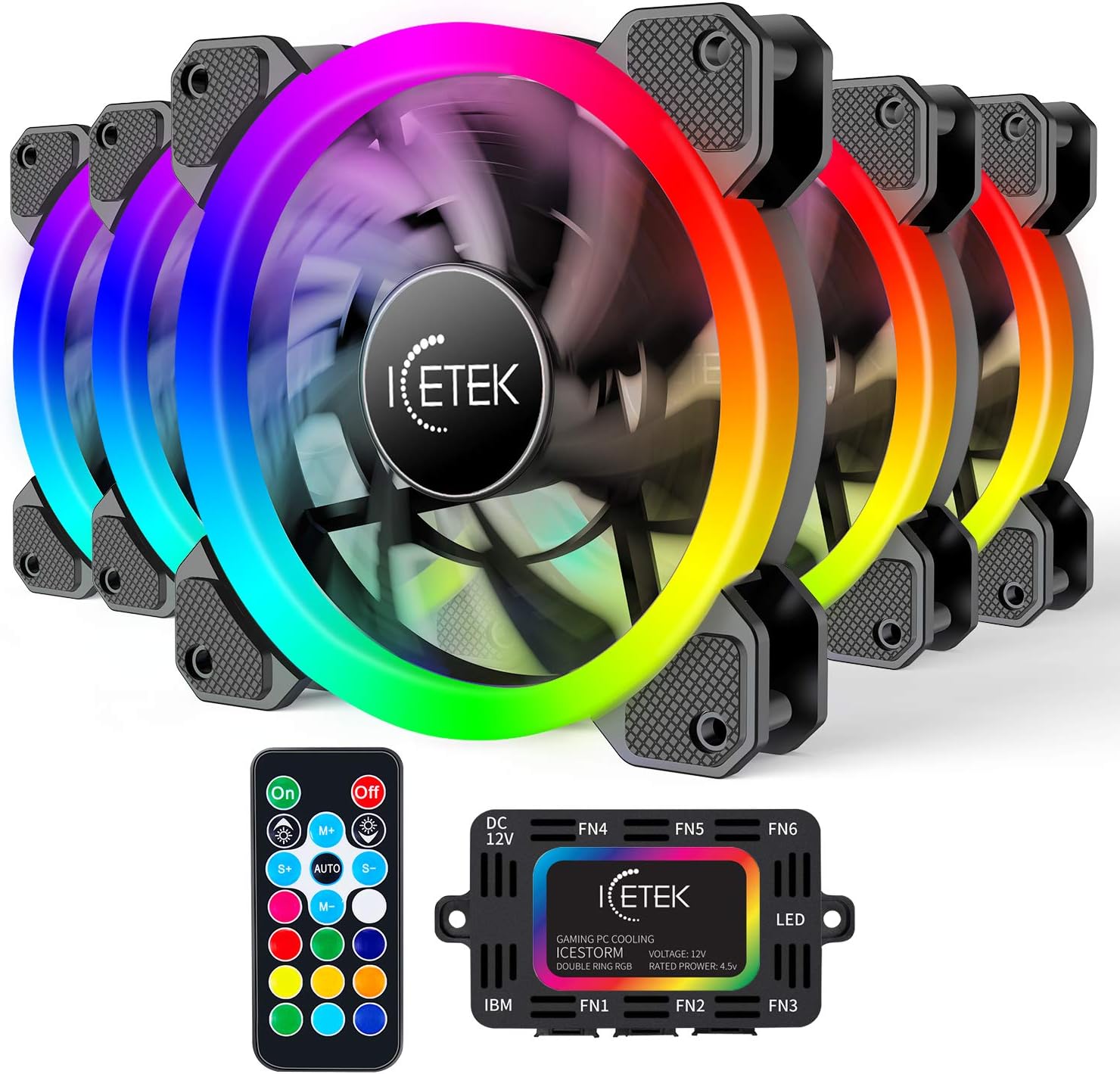 Amazon.com: RGB Case Fans 120mm 5 Pack, ICETEK 3In1 Kit LED PC Computer ...