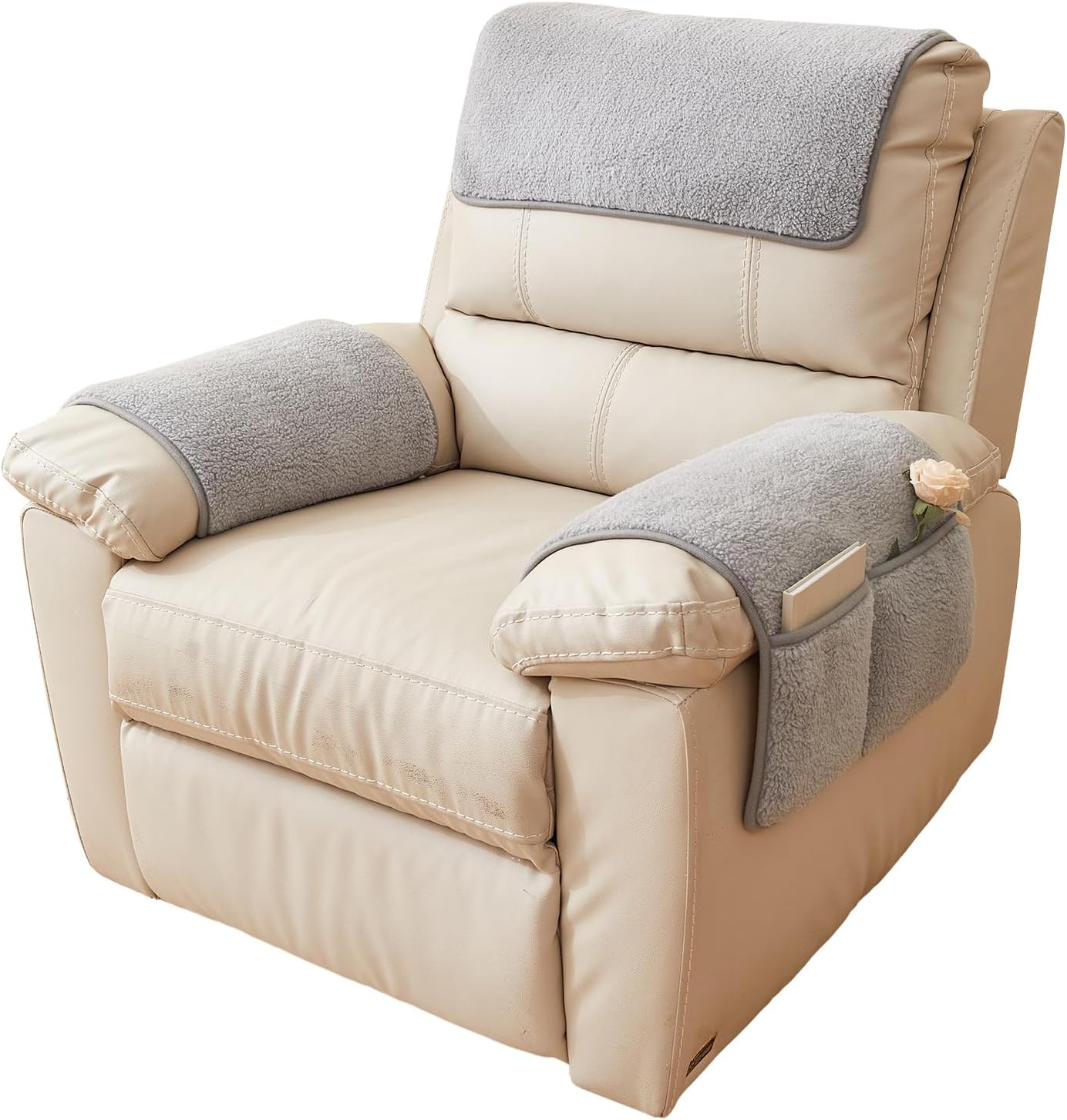 Amazon.com: Huierxun 3-Piece Sherpa Fleece Recliner Chair Slipcovers ...
