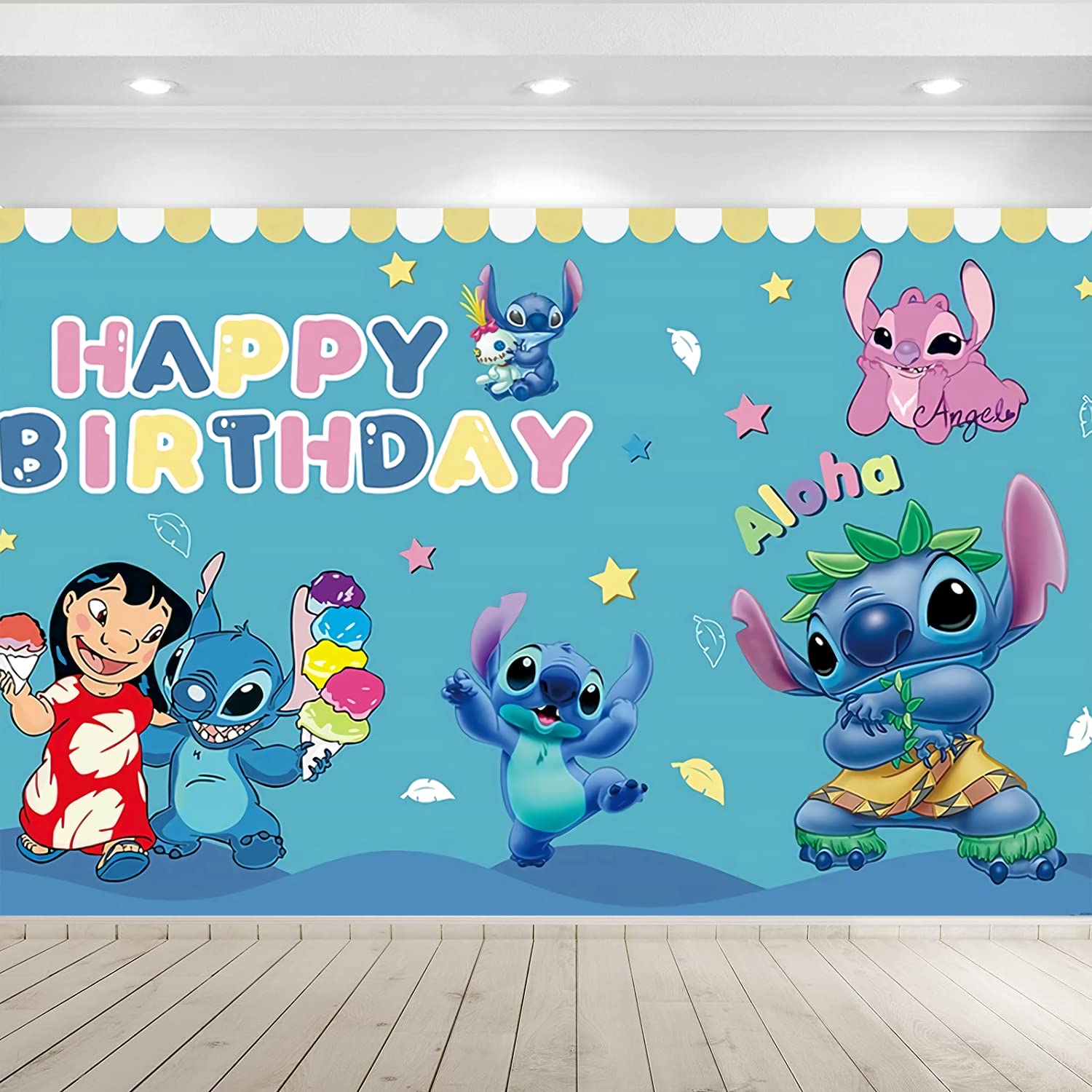 Buy Lilos and Stitchs Party Supplies Stitch Birthday Decorations 5x3Ft ...
