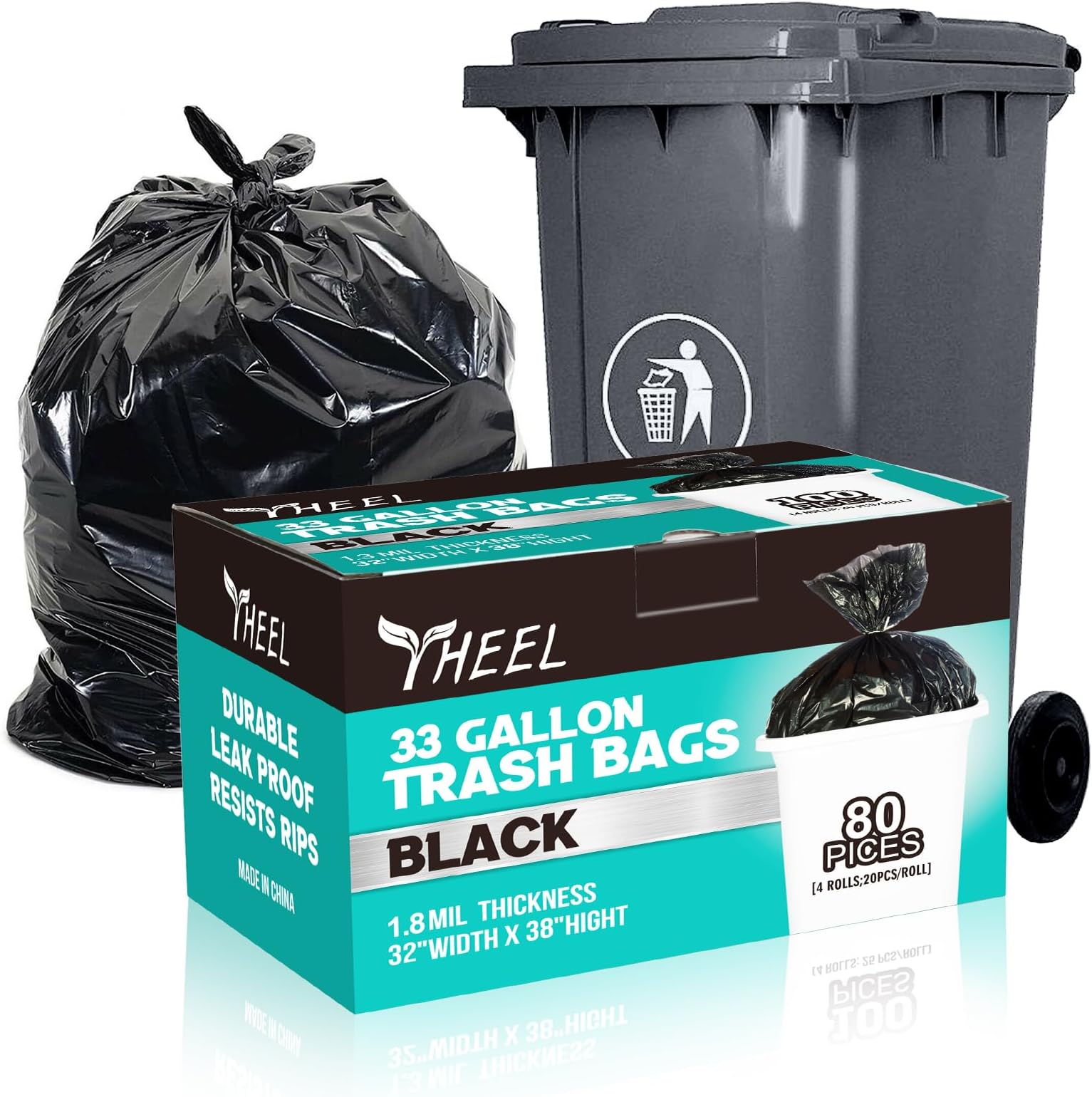 Amazon.com: 33 Gallon Trash Bags - Heavy Duty Black Garbage Bags ...