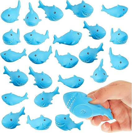Amazon.com: Deekin 50 Pcs Rubber Sharks Toys for Kids Mini Floating ...
