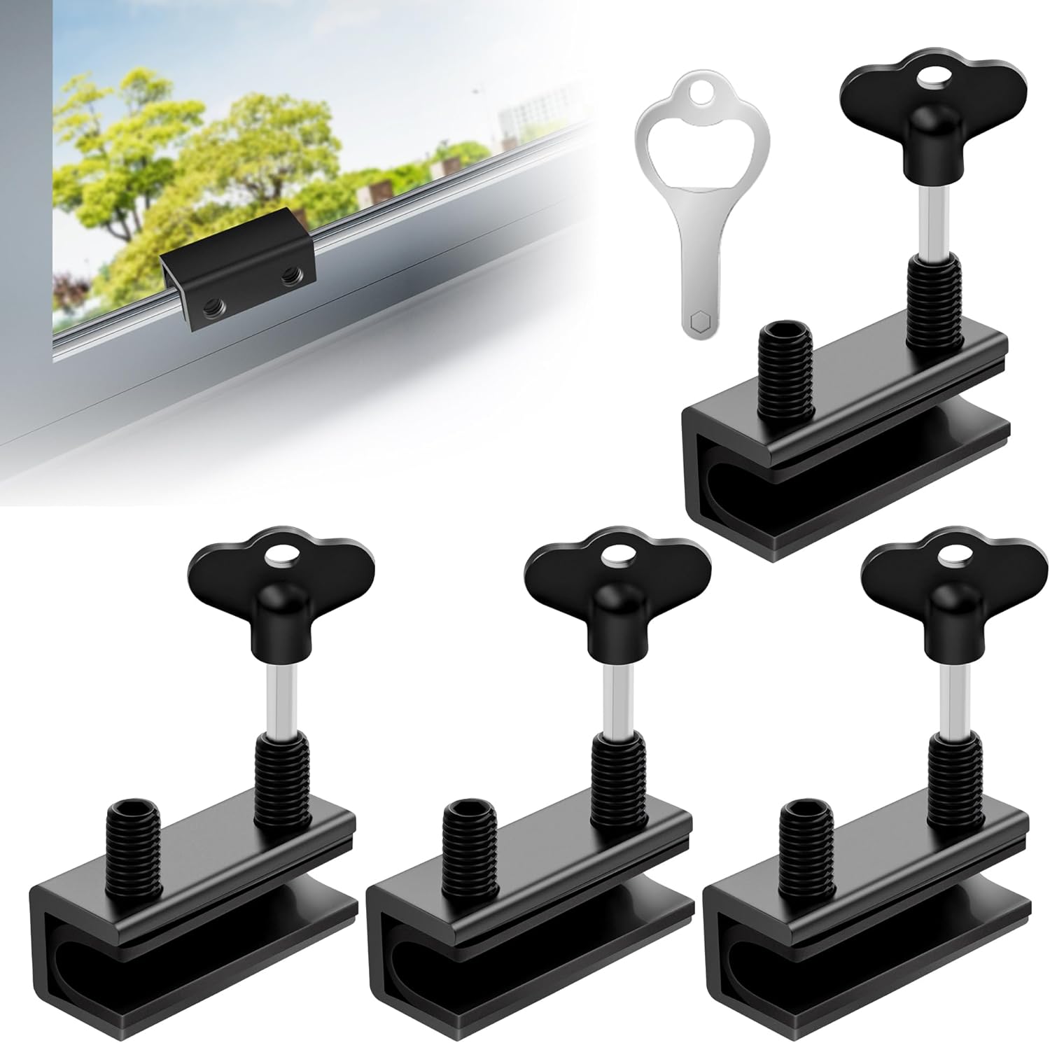 Vigtayue Window Locks, 4 Set Sliding Window Door Lock Security with Key ...