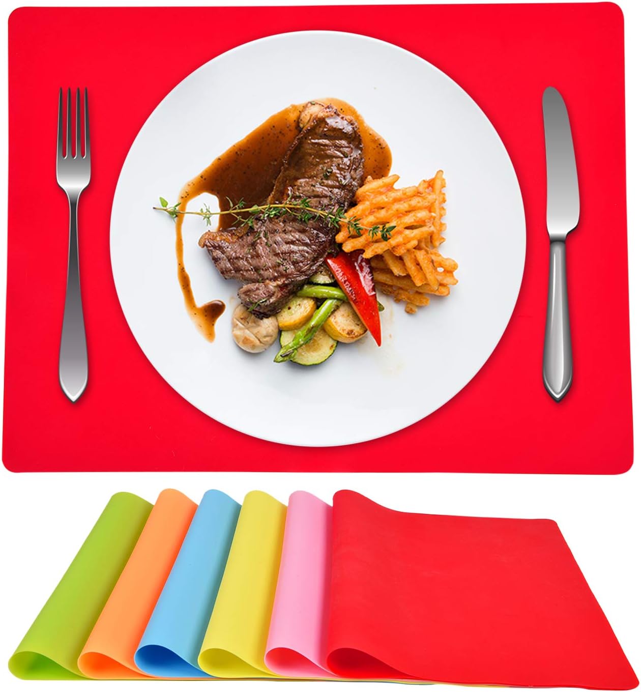 Amazon.com: Silicone Placemats, Food-Grade Non-Slip Waterproof, Dining ...