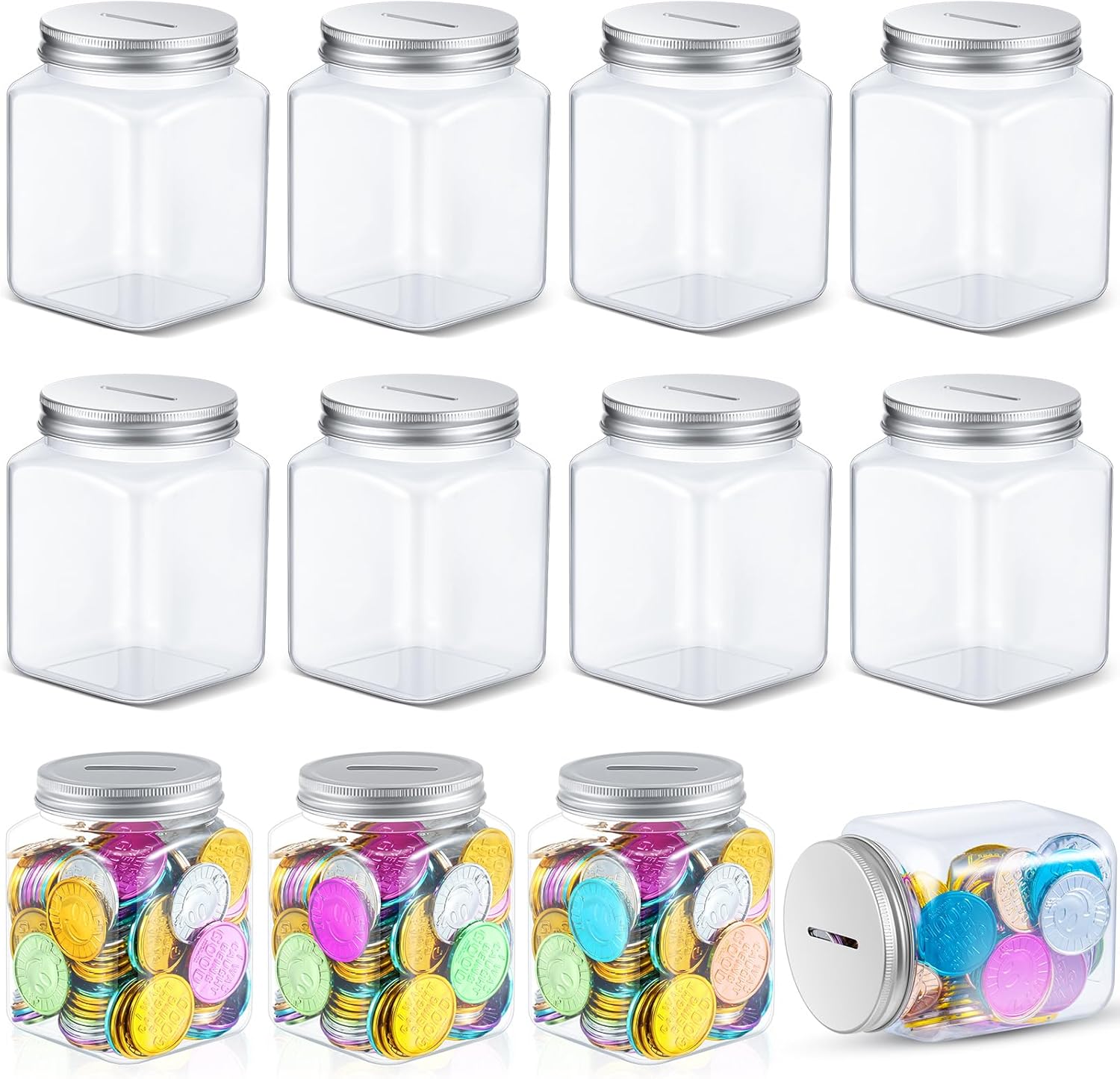 Amazon.com : Roowest 12 Pieces Coin Jars for Behavior Tokens Plastic ...