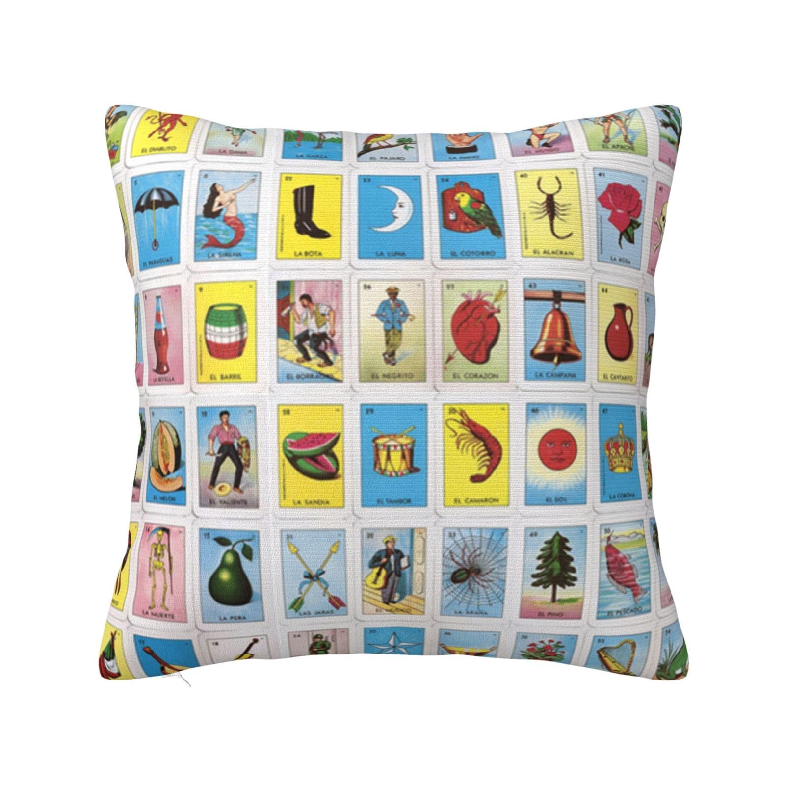 Amazon.com: 20"X20" Mexican Loteria Pillowcases Throw Pillow Covers for ...