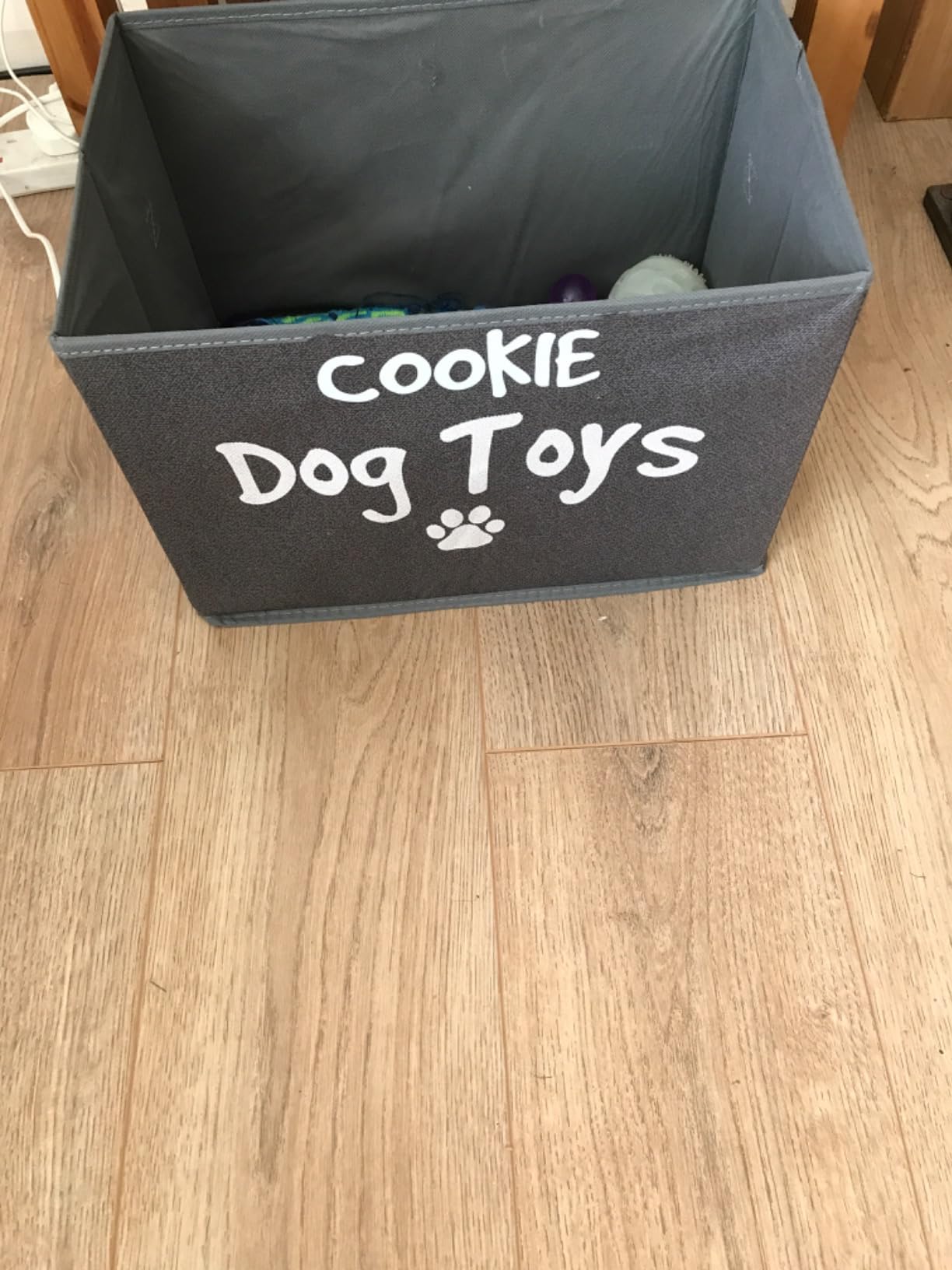 Hoolaroo Personalised Toy Box For Dogs - Folding Crate Grey Dog Storage ...