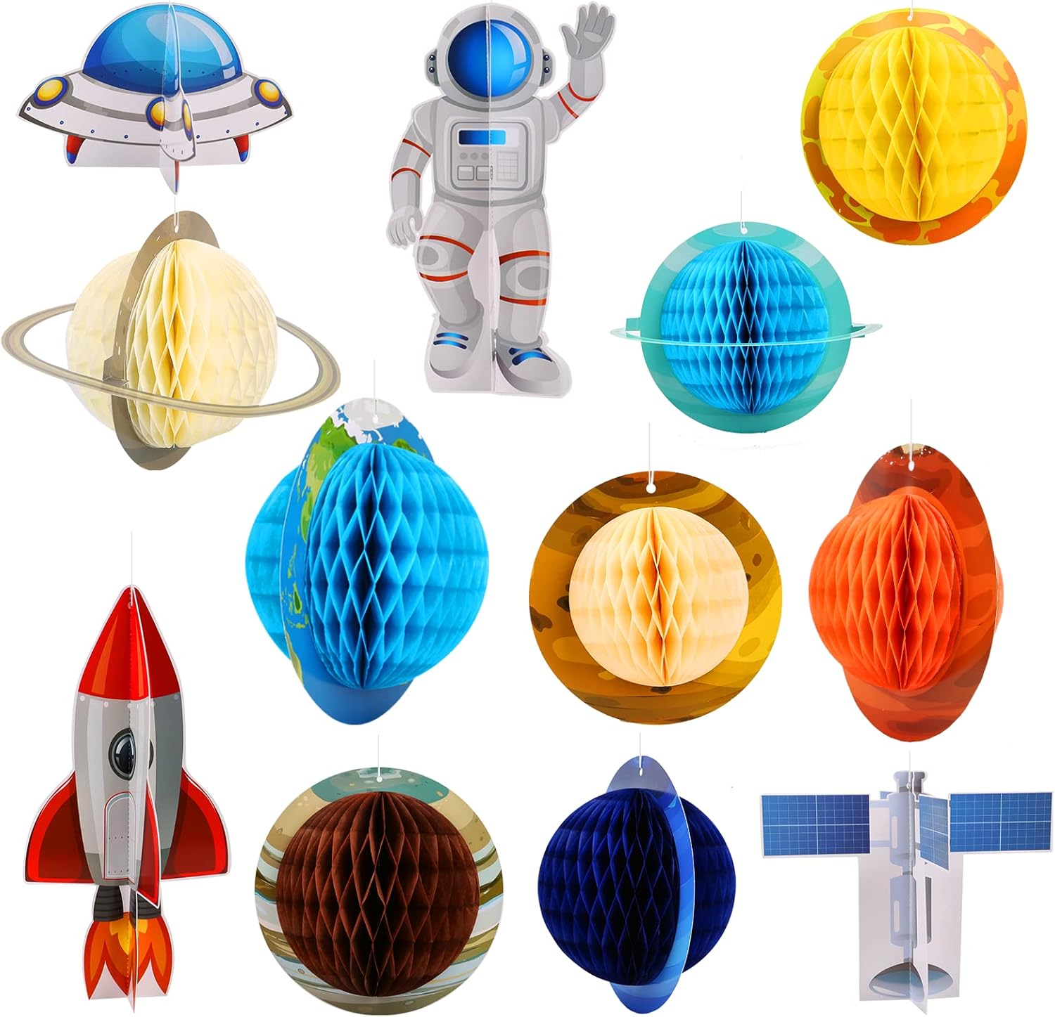 Amazon.com: 13 Space Decorations - Hanging Planets Decorations - Solar ...