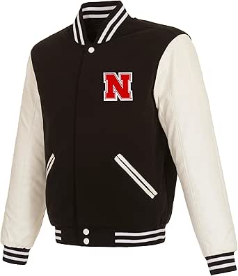 Amazon.com: JH Design Nebraska Cornhuskers Jacket Varsity Style Snap Up ...