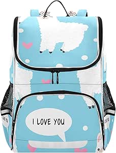 Amazon.com | Joisal Cute White Llamas Light Blue Backpack for Boys ...
