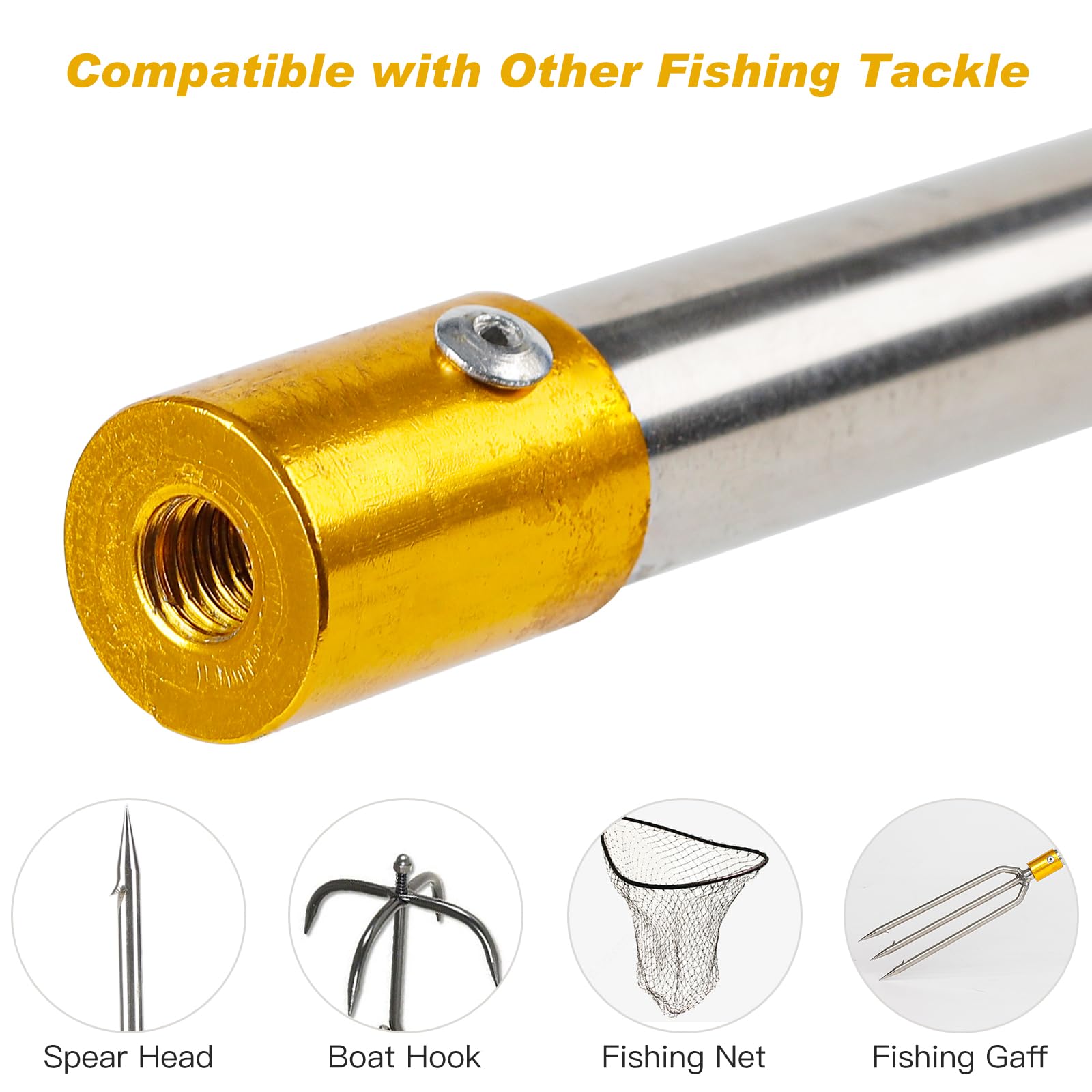 Cyfie Telescopic Fish Gaff Gig Flounder, 4.8/6/9.4 Ft Stainless Steel ...