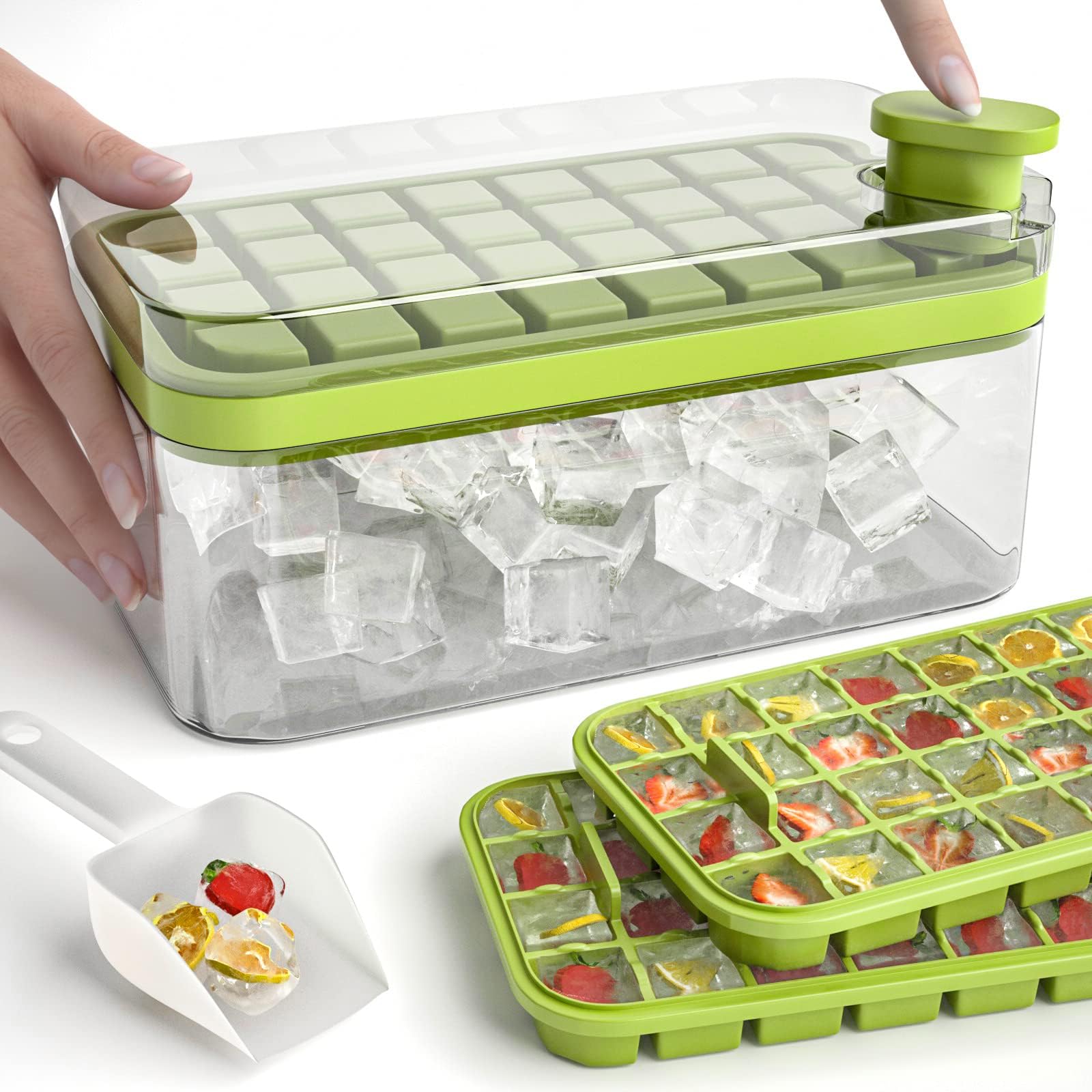 Amazon.com: Transparent green double press ice box - large capacity ...