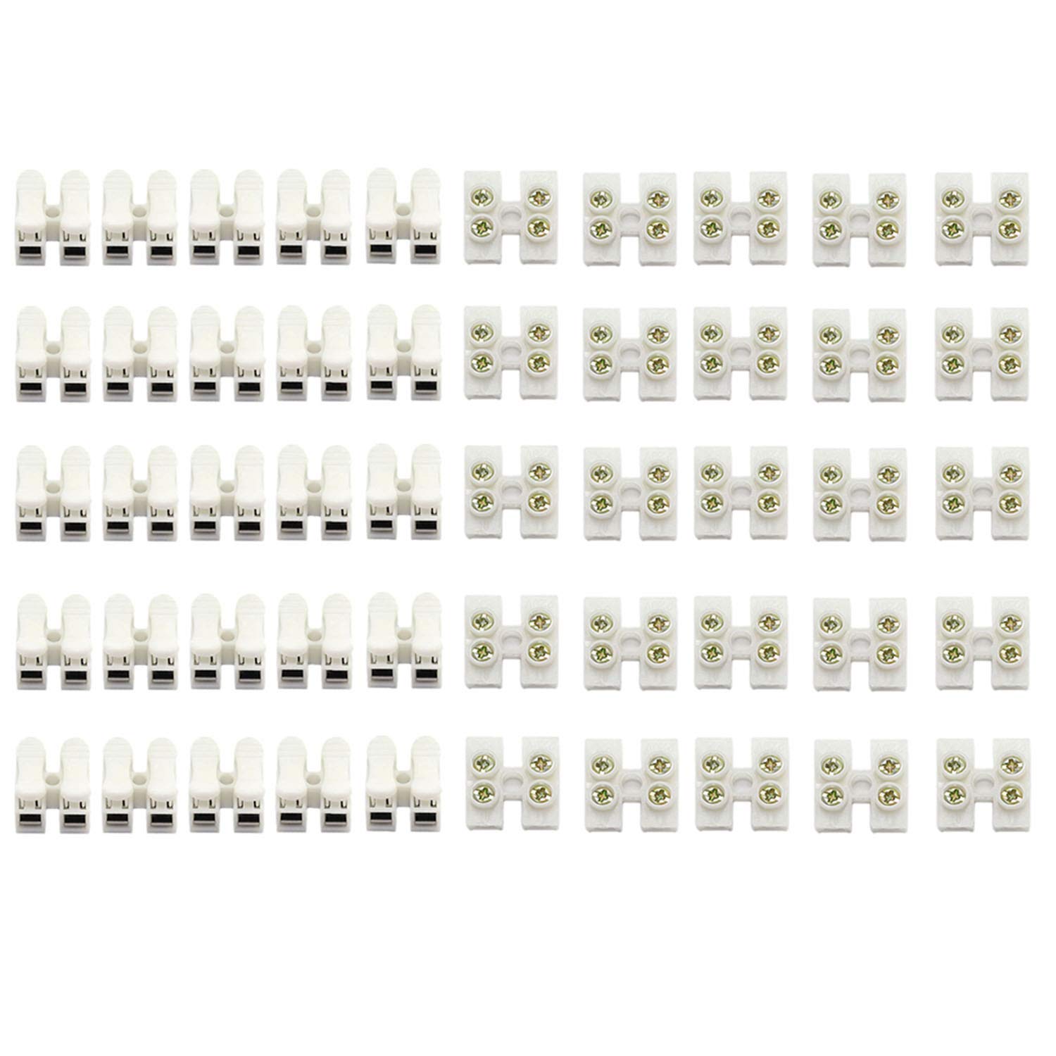 DZGGI 25PCS White 2P Screw Terminal Block Connectors Screw Type Quick ...