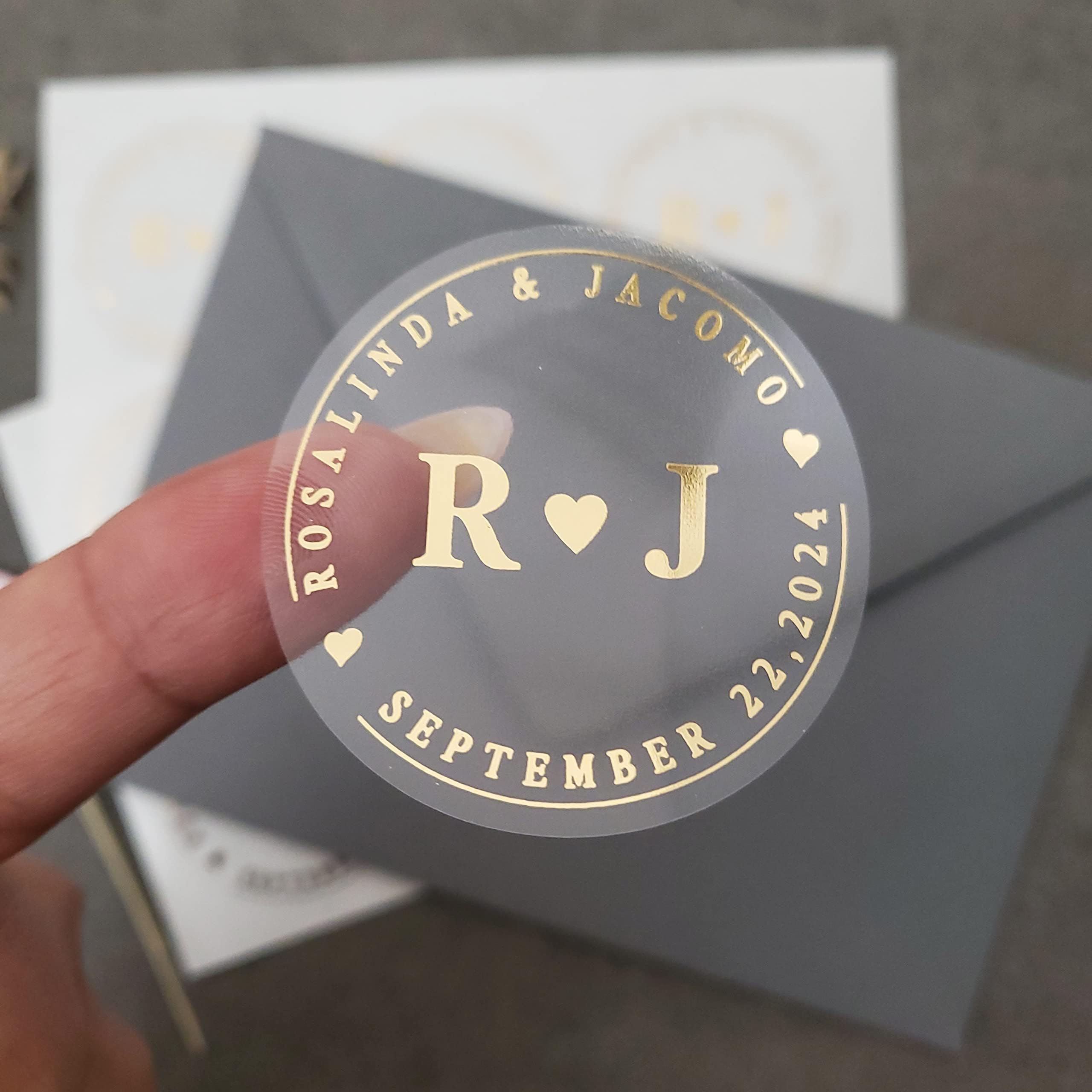 Amazon.com: Custom Wedding Envelope Seals, Personalized Gold Stickers ...