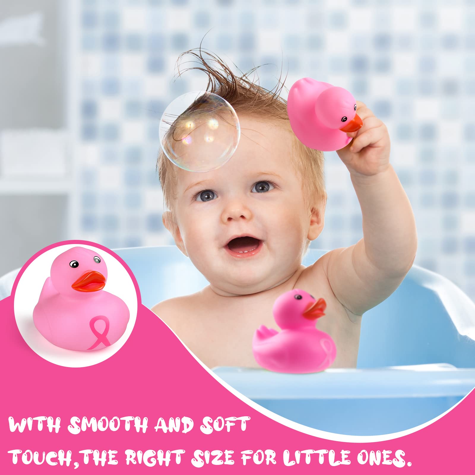 Snapklik.com : 2 Inch Pink Rubber Ducks Pink Ribbon Bath Ducks Pink ...