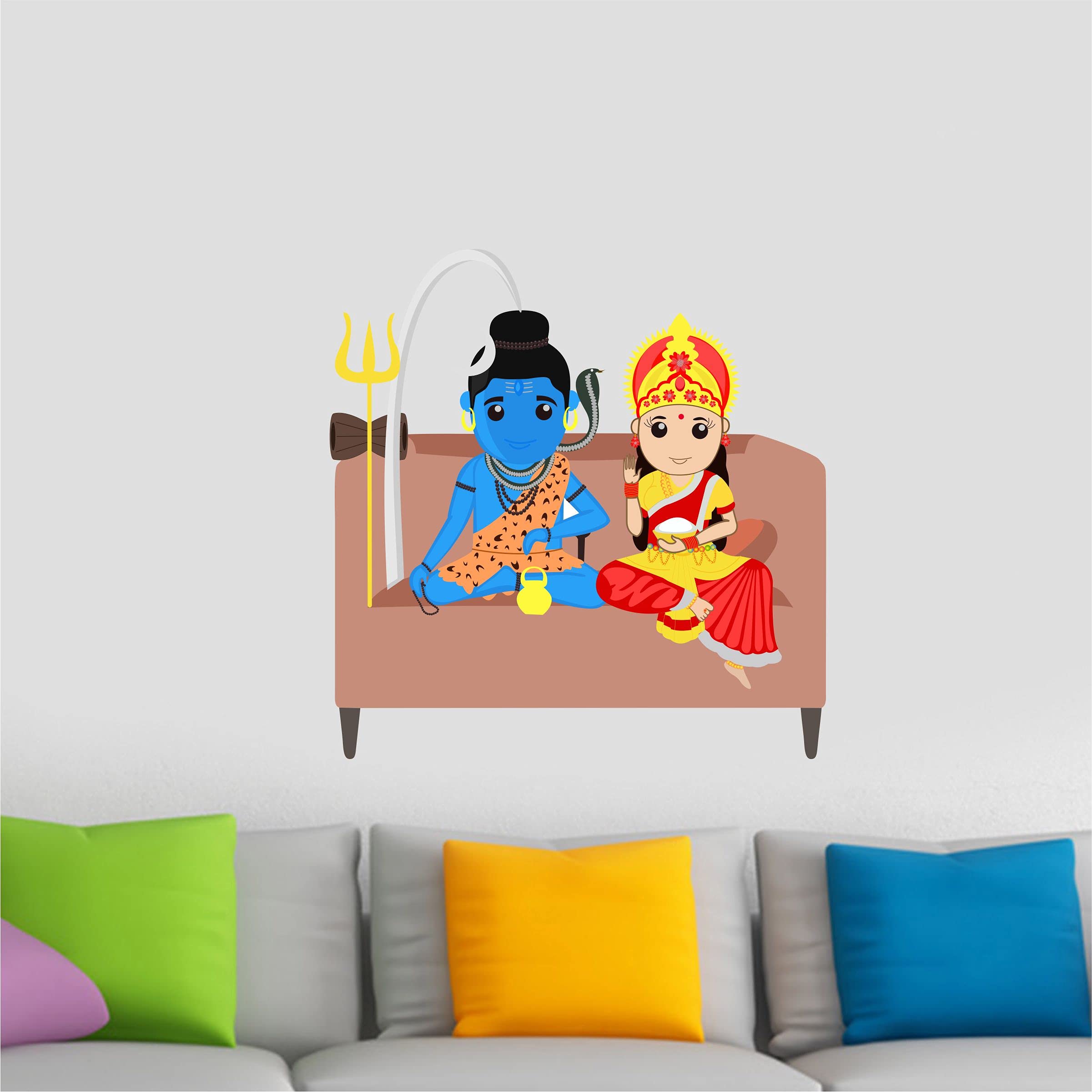 Buy Sticker Hub Lord Shiva with Parvati Animated Wall Sticker | (PVC ...
