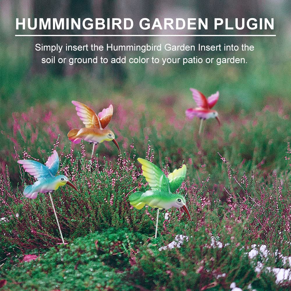 Snapklik.com : 4 Pcs Hummingbird Garden Metal Stakes Set, 14 Inch Tall ...