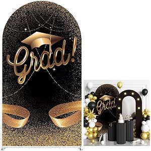 Amazon.com : Iydamc Congrats Grad Arch Backdrop Cover 7.2FT Black Gold ...