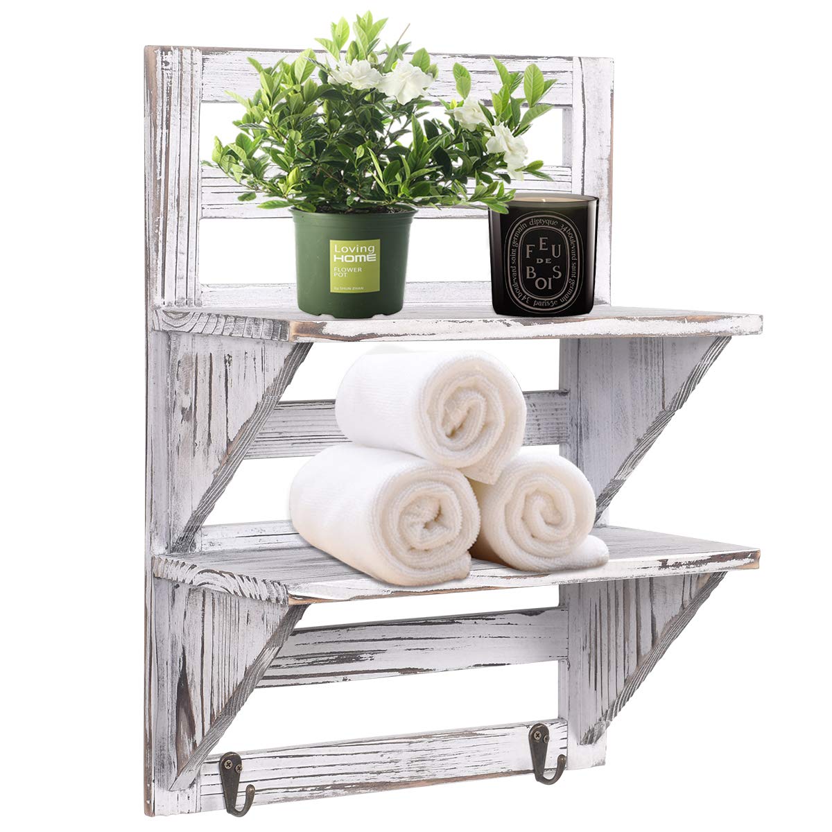 RHF Rustic Wall Shelf, Wood Wall Shelves, Hanging Shelf Organizer Rack ...