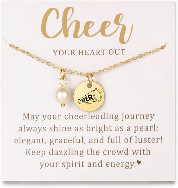 Amazon.com: GINAZL Cheerleader Gifts Cheerleading Necklace - Gold ...