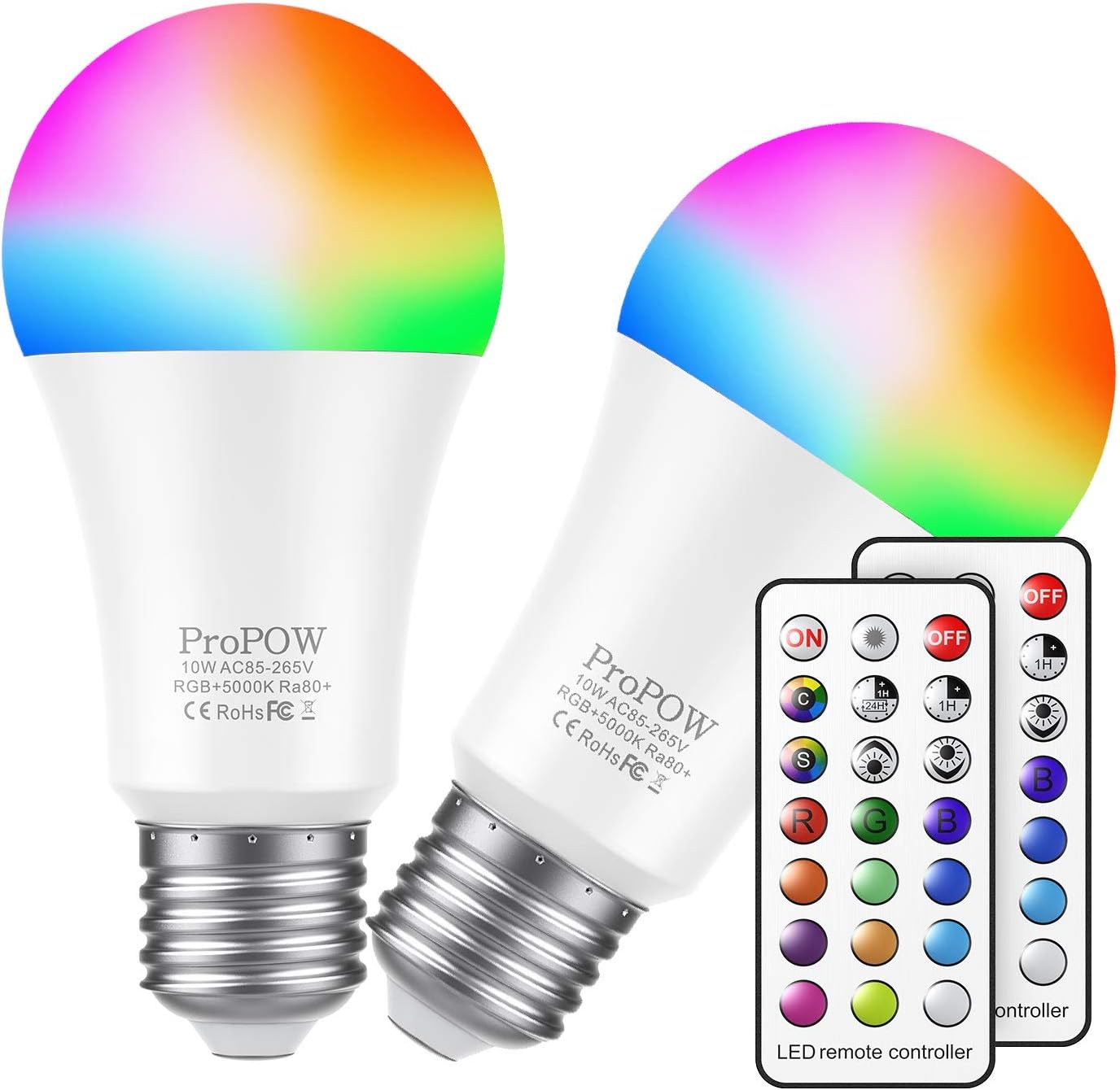 Vgogfly RGB Led Light Bulbs 10W Color Changing Light Bulb with Remote ...