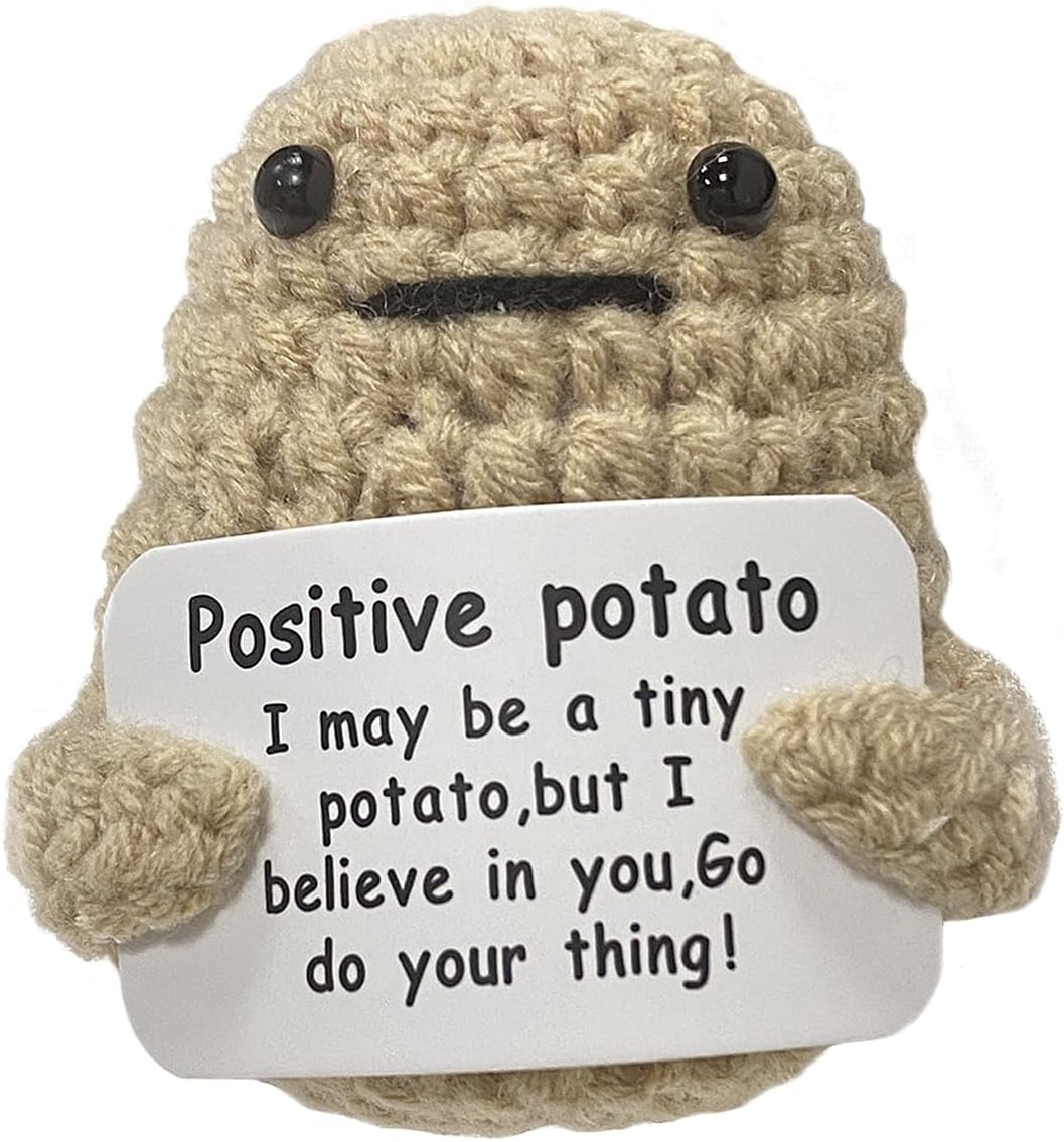 Amazon.com: Kuncottz Funny Positive Potato Knitted Wool Cute Mini Happy ...