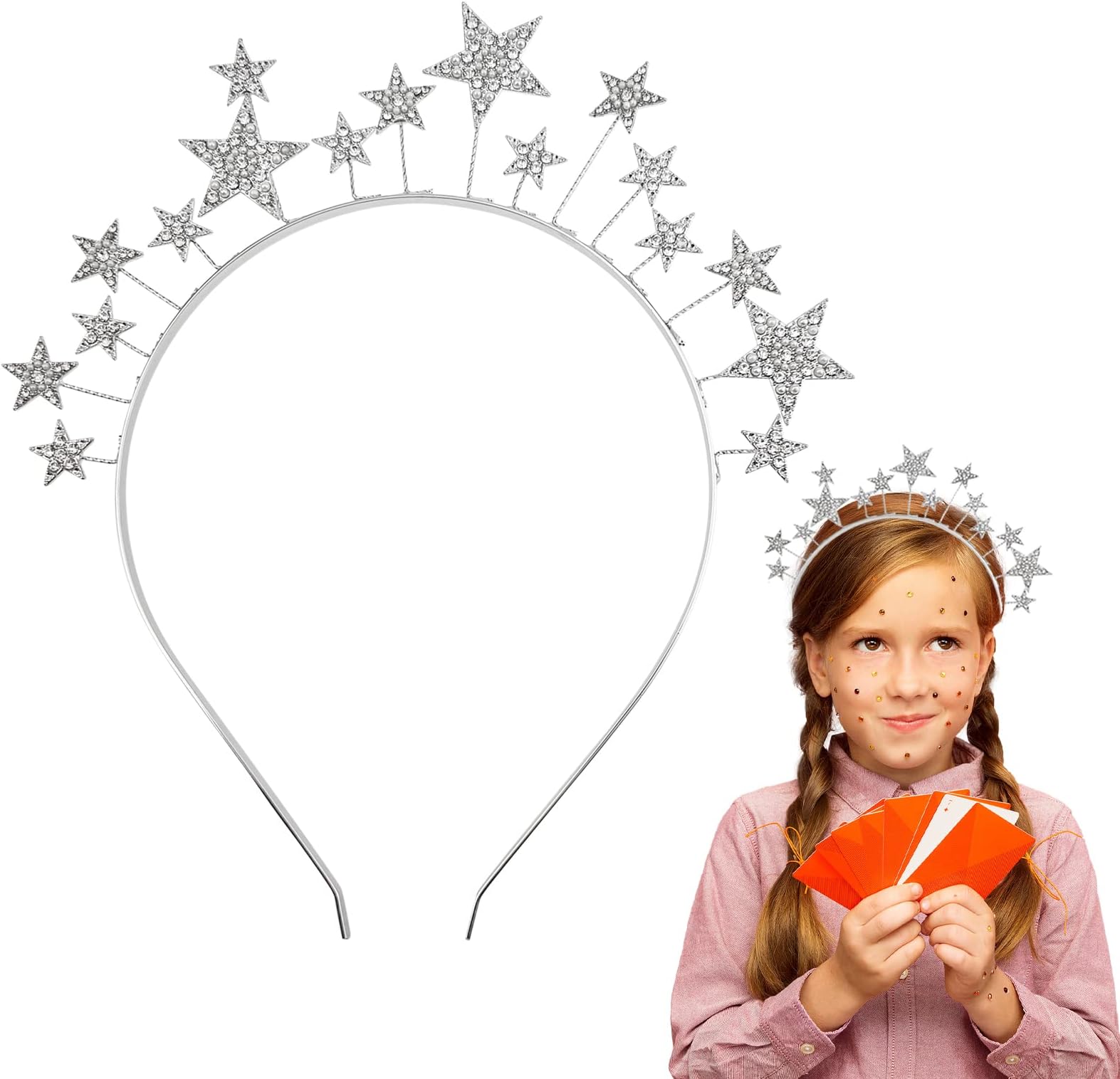 Amazon.com : Rhinestone Star Headband Glitter Crystal Bride Headpiece ...