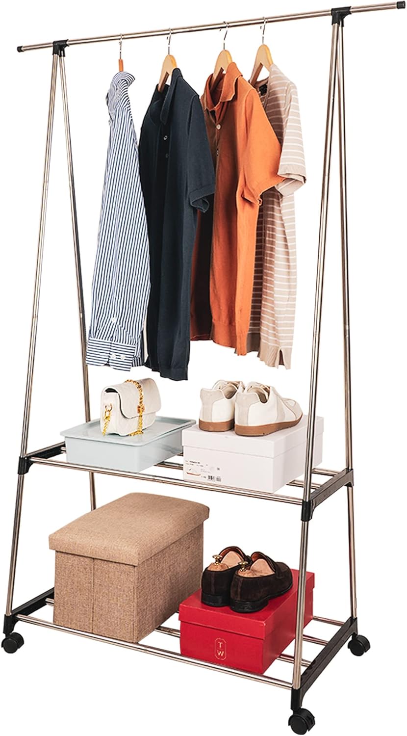 Amazon.com: Anmerl Small Clothes Rack - Portable Rolling Clothes Rack ...