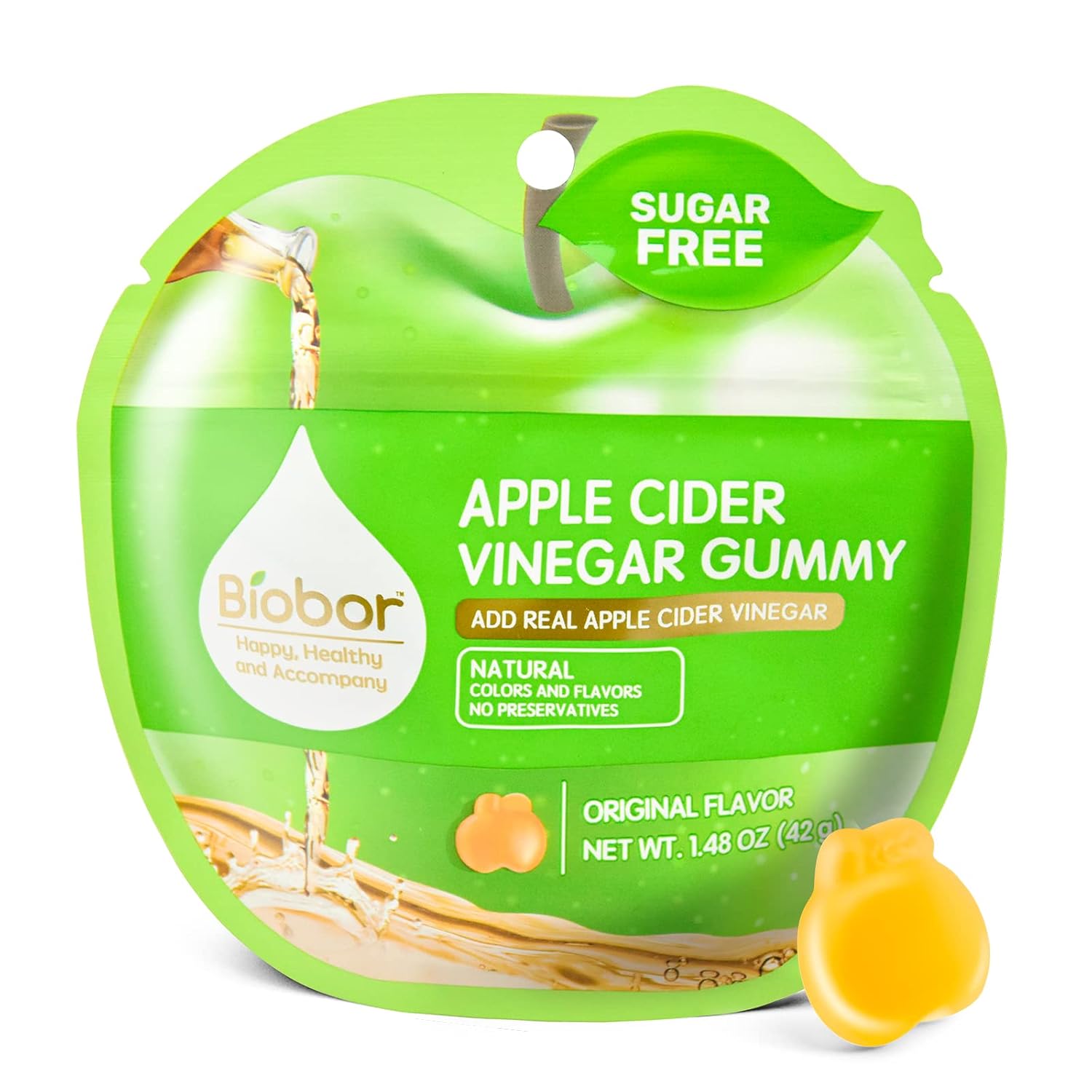 Amazon.com : Biobor Sugar Free Apple Cinegar Gummies Candy, Naturally ...