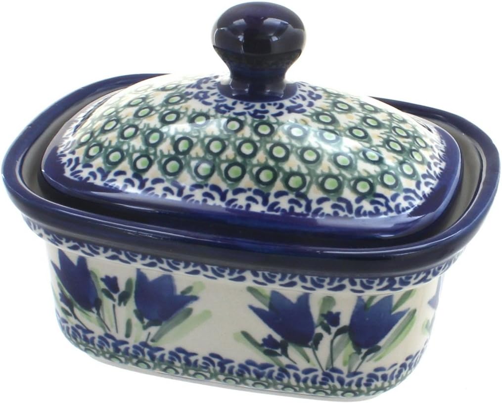 Amazon.com | Blue Rose Polish Pottery - Blue Tulip Butter Tub - Fits 1 ...