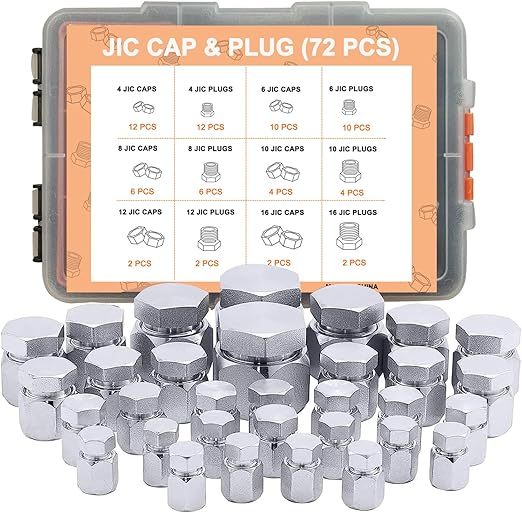Amazon.com: 72 Pcs Hydraulic Hose Caps and Plugs Kit, 37° JIC Cap and ...